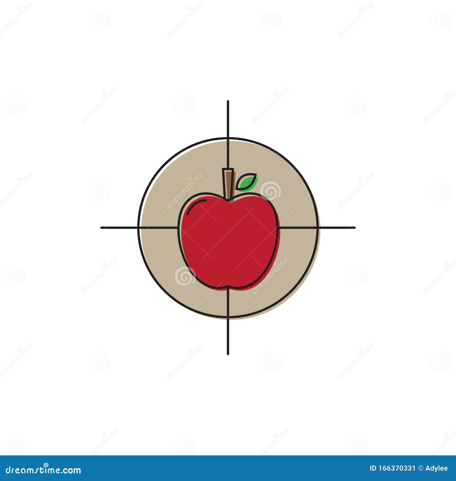 Apple with Target Vector Icon Symbol Isolated on White Background Stock ...