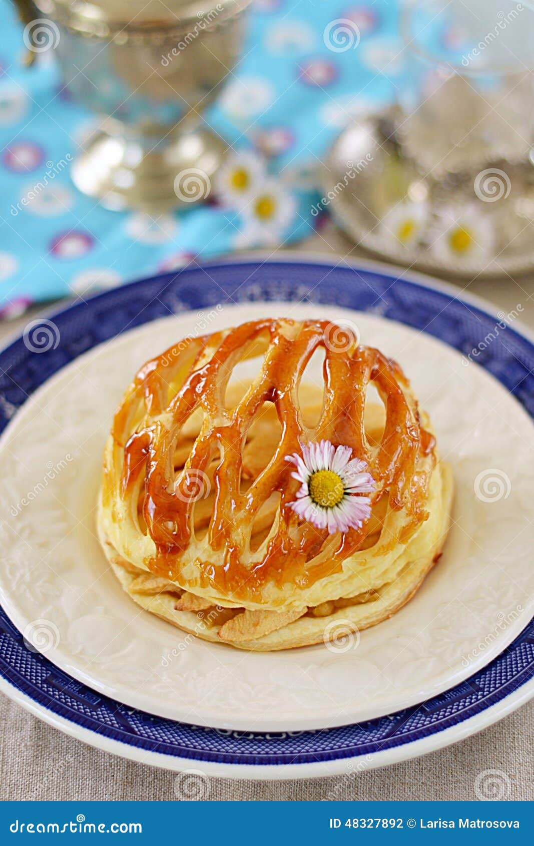 Apple Tart with Puff Pastry Dome Stock Photo - Image of homemade, food ...