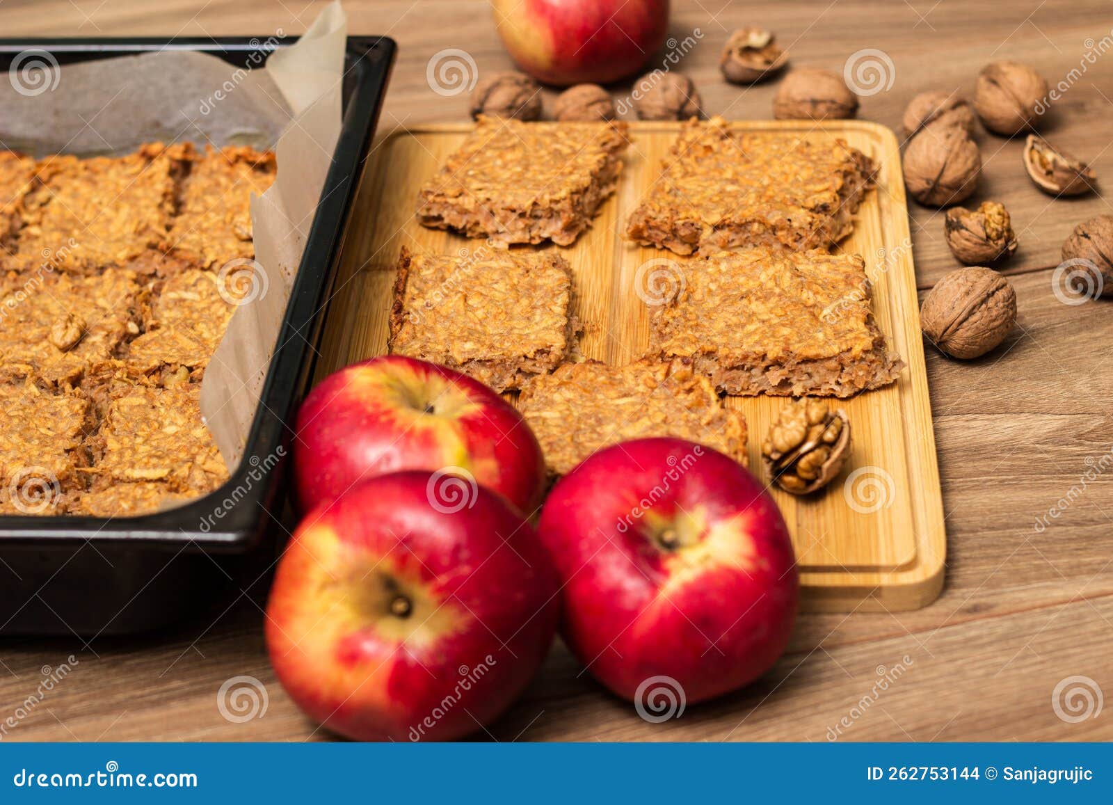 Apple Tart with Topped with Walnuts Stock Photo - Image of culture ...