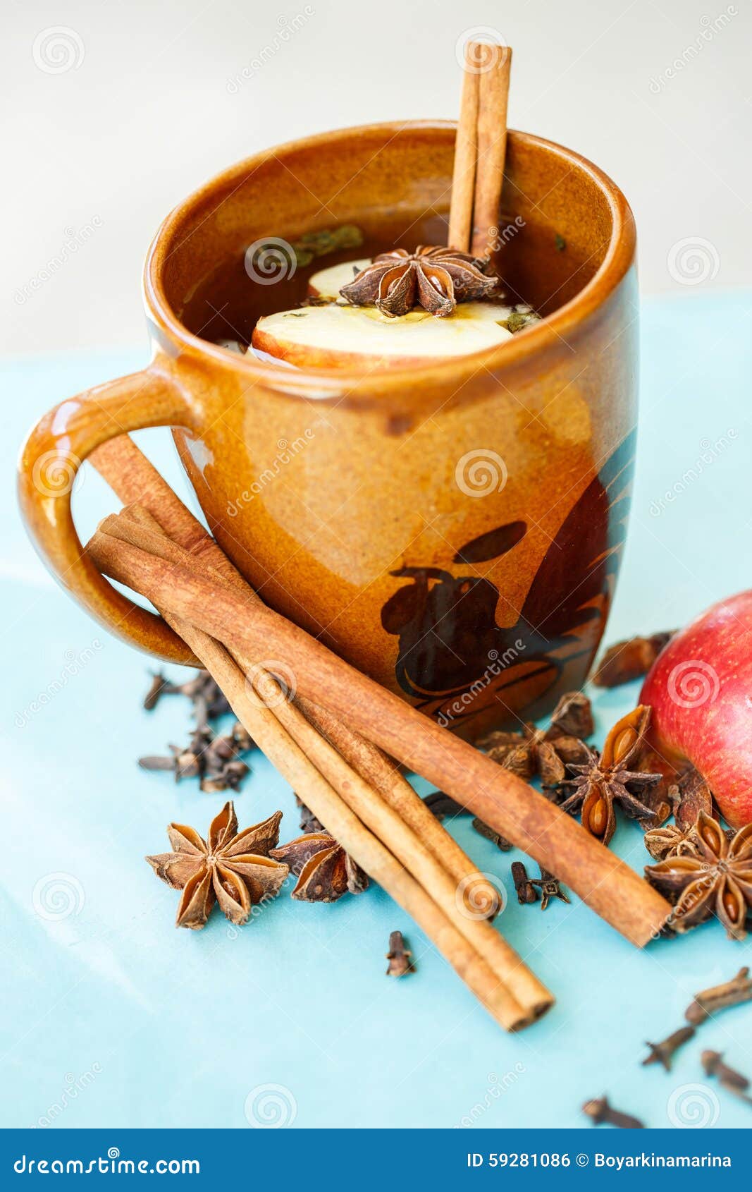 Apple Tea with Spices in a Cup Stock Photo - Image of celebration ...