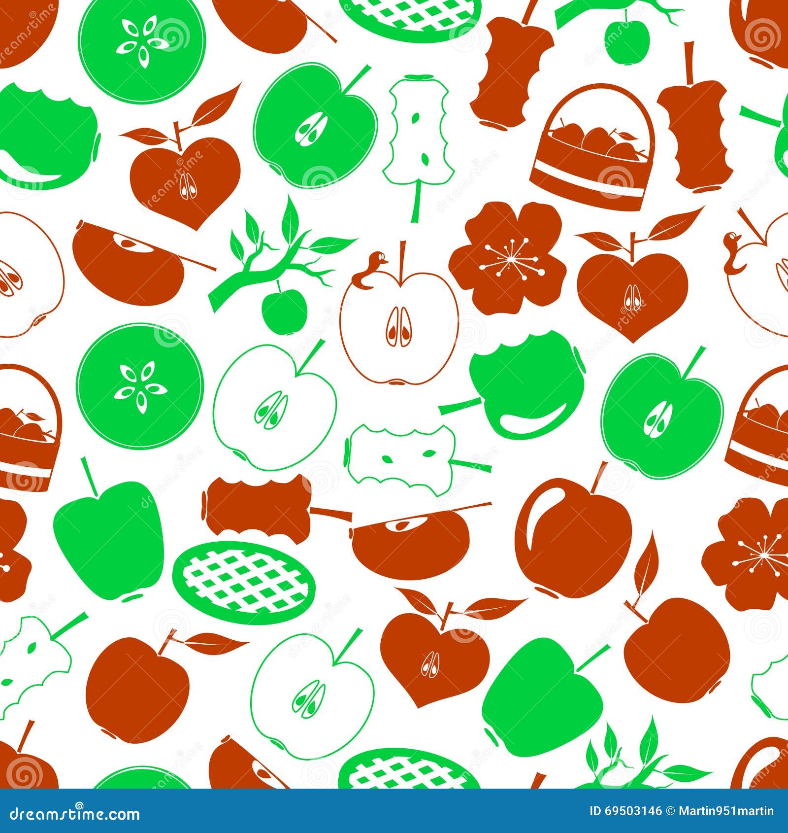 Apple Theme Simple Icons Seamless Pattern Stock Vector - Illustration ...
