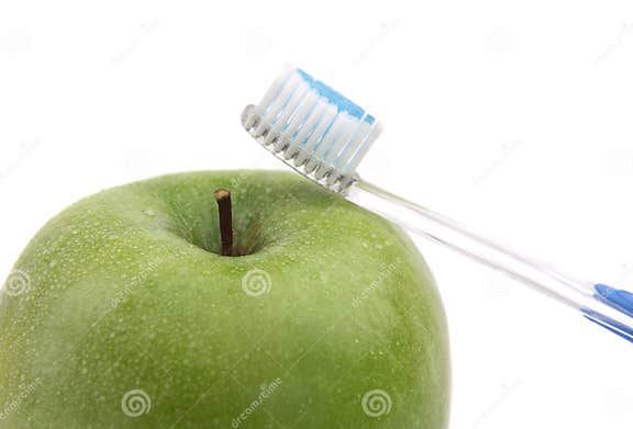 Apple and toothbrush stock image. Image of healthy, care - 22794319