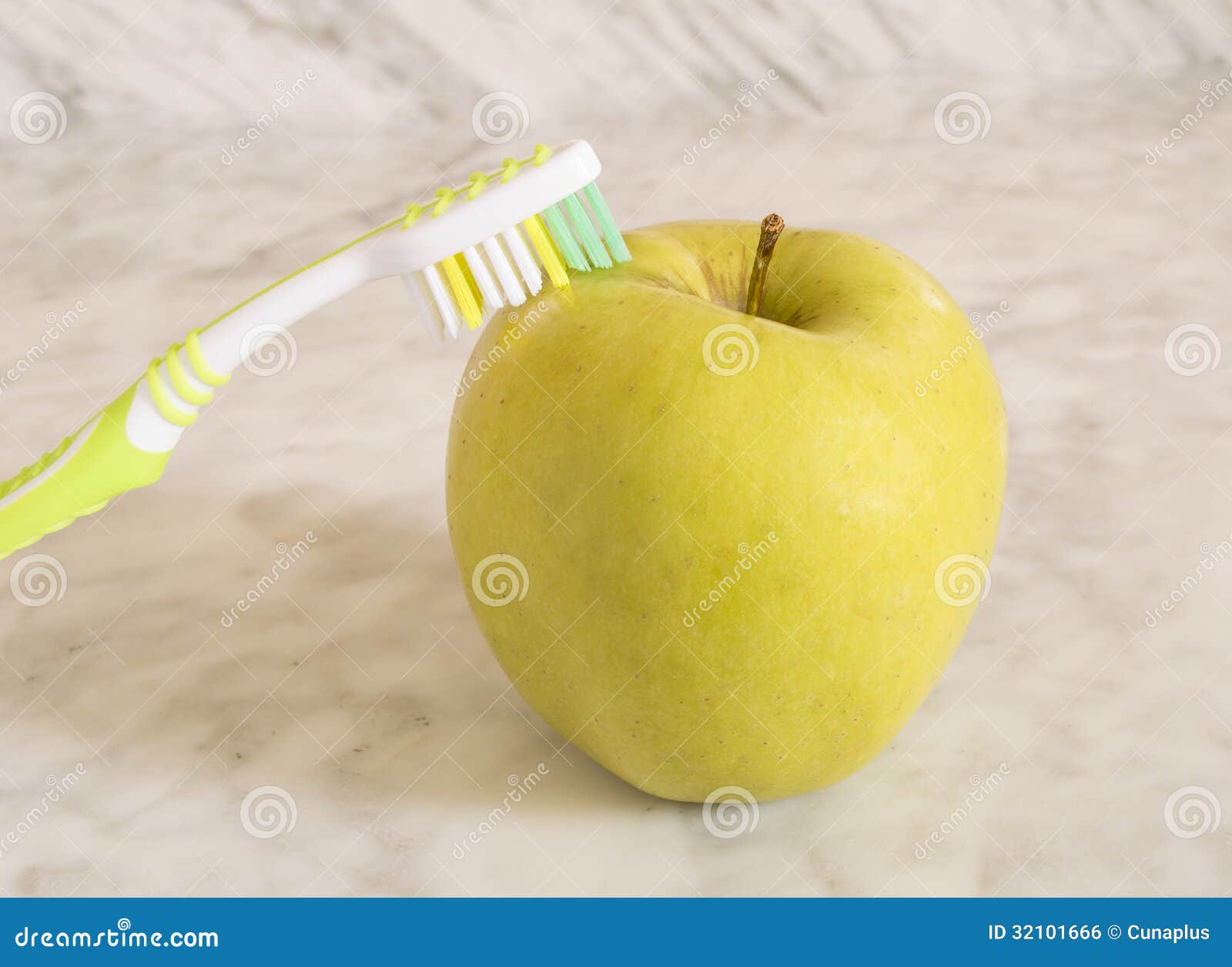 Apple and toothbrush stock photo. Image of bathroom, apple - 32101666