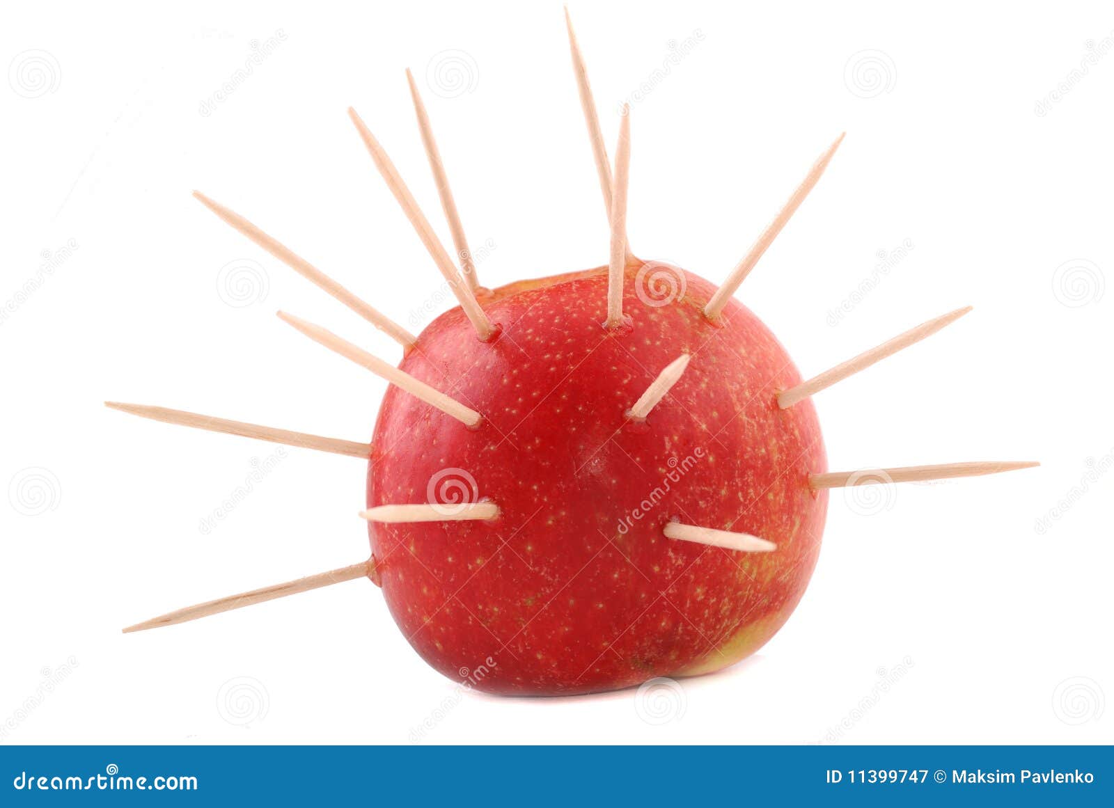 Apple with toothpicks stock image. Image of hole, pain - 11399747
