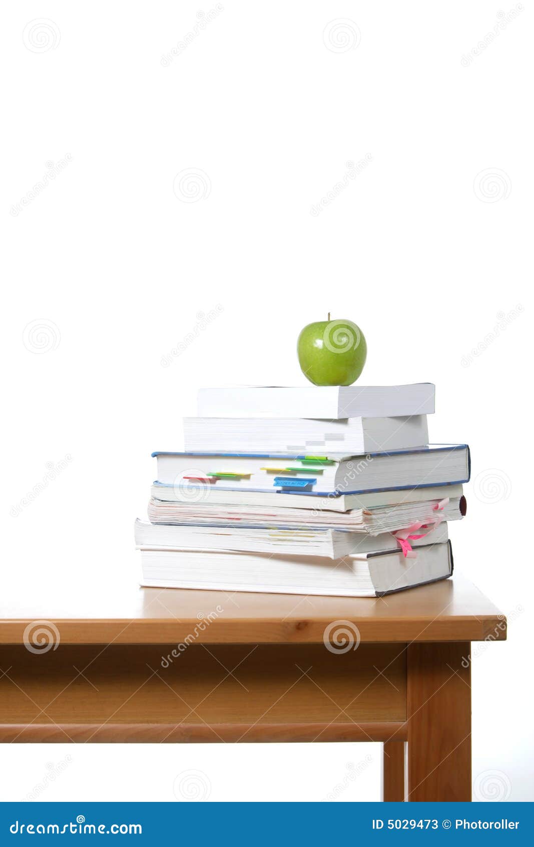 An Apple on Top of a Stack of Books Stock Image - Image of background ...