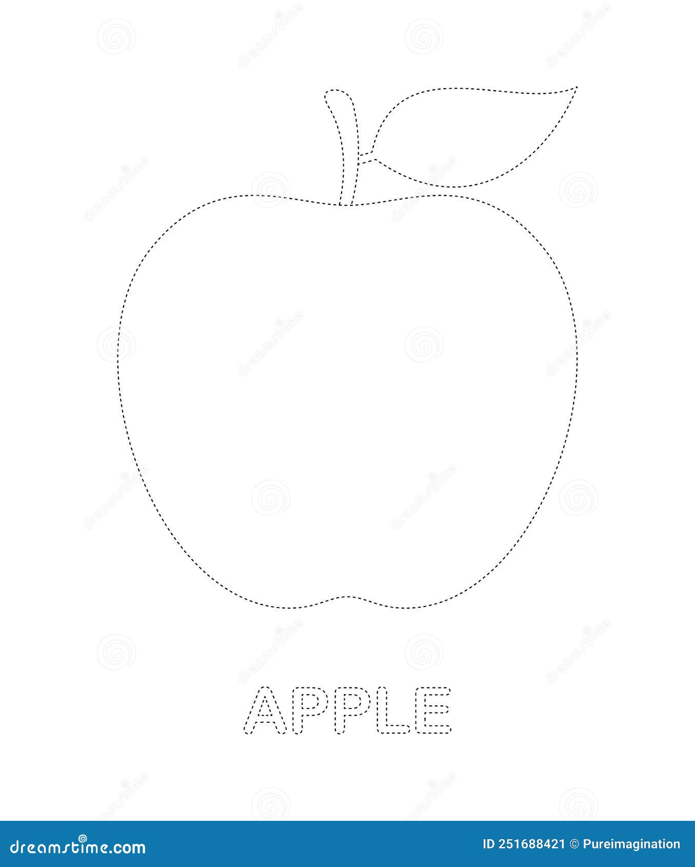 Apple Tracing Worksheet for Kids Stock Vector - Illustration of kids ...
