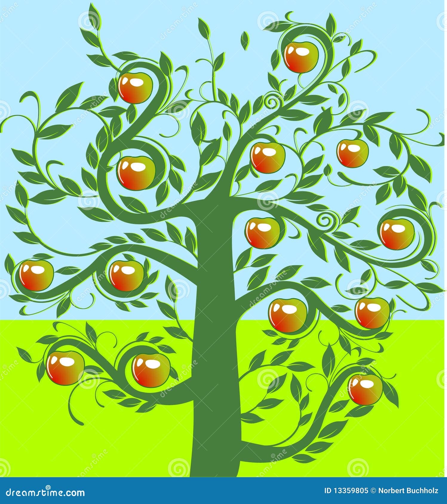 Apple tree stock vector. Illustration of garden, taste - 13359805