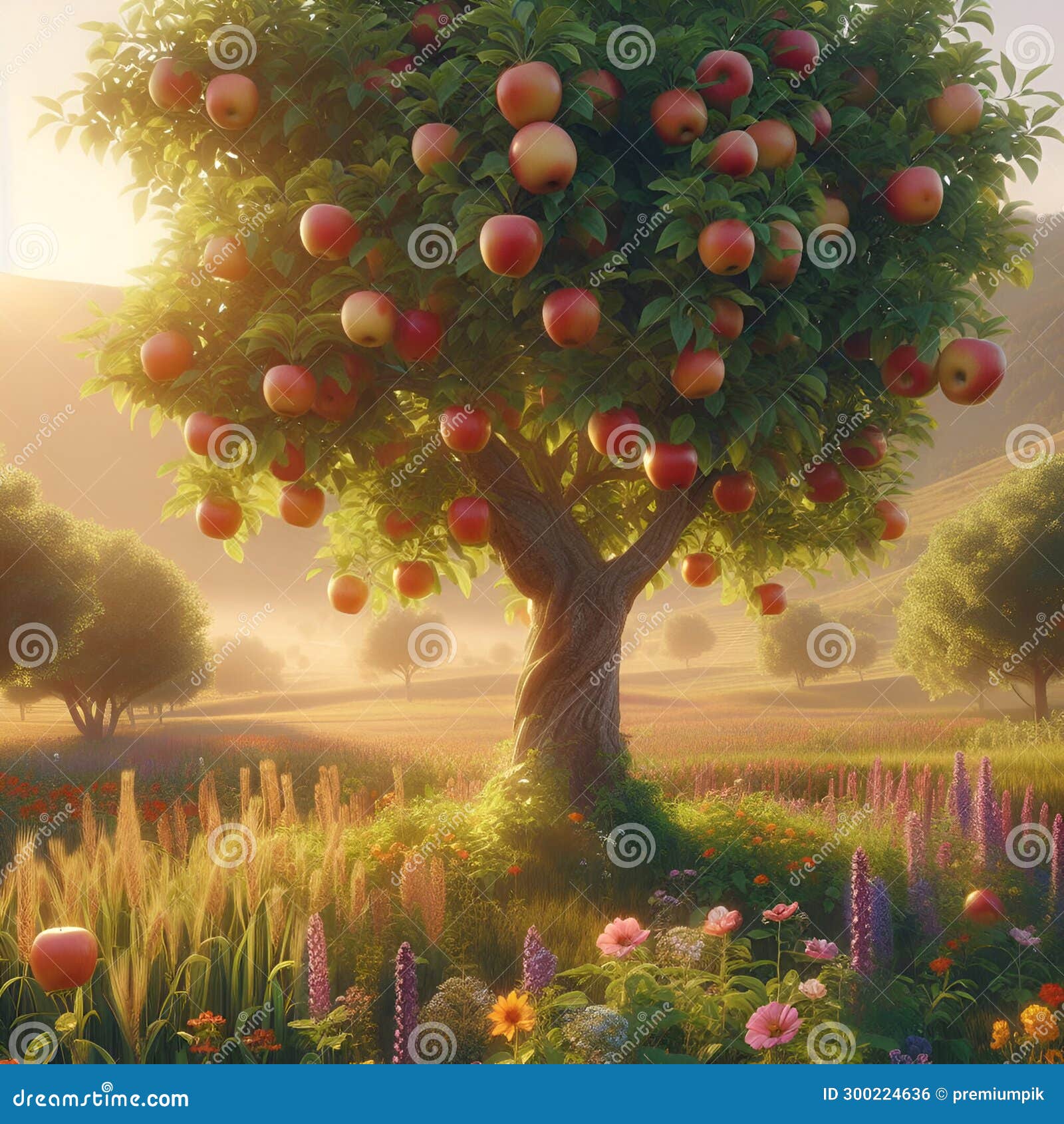 Apple tree stock illustration. Illustration of leaf - 300224636