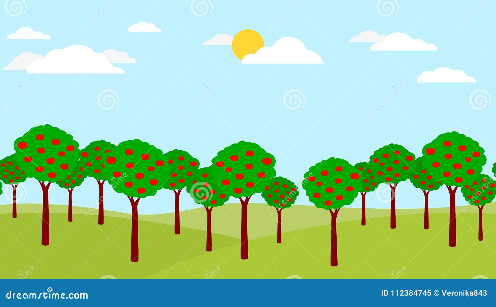 Apple Tree Background. Fruit Garden. Stock Vector - Illustration of ...