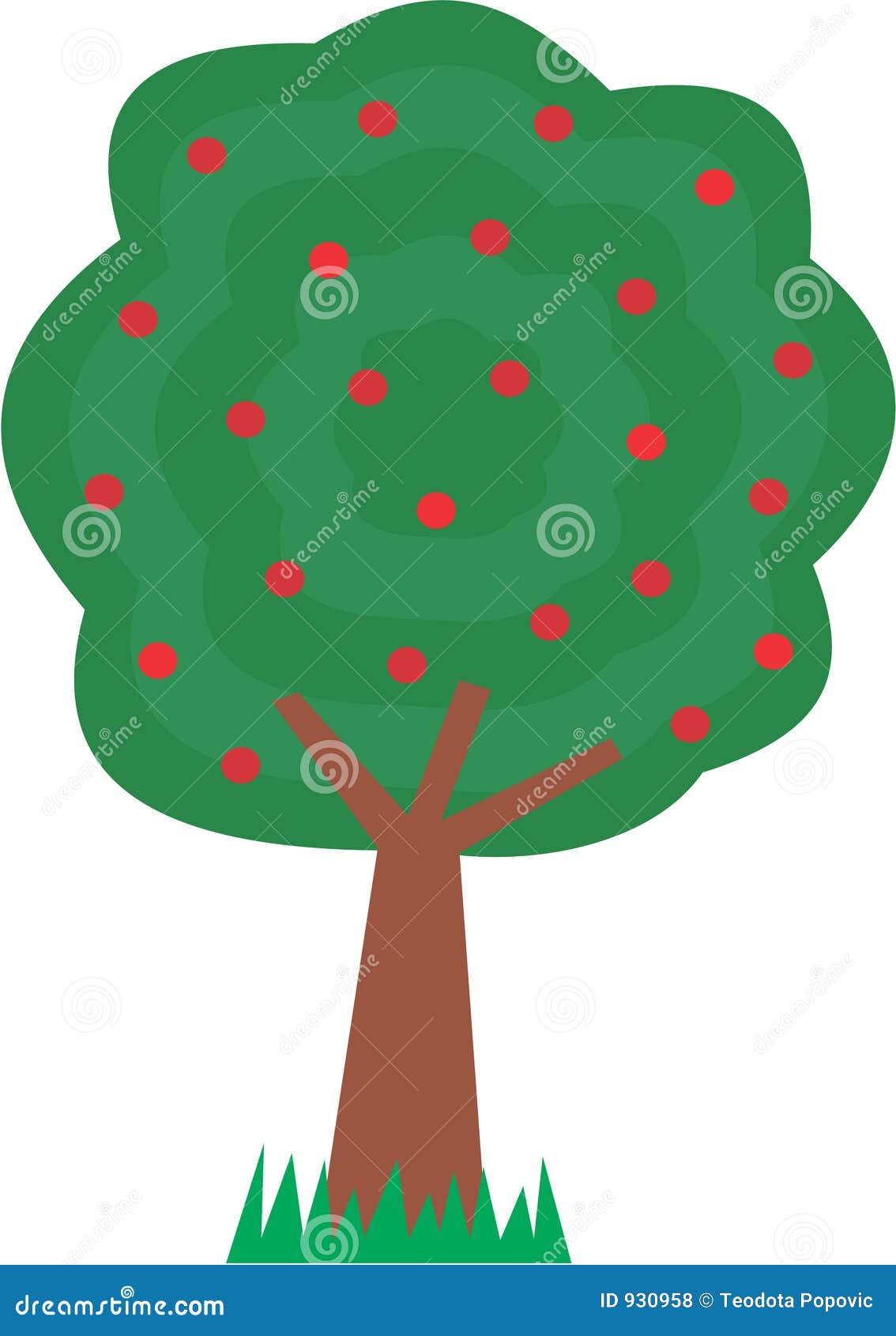 Apple tree+ clipping path stock illustration. Illustration of green ...