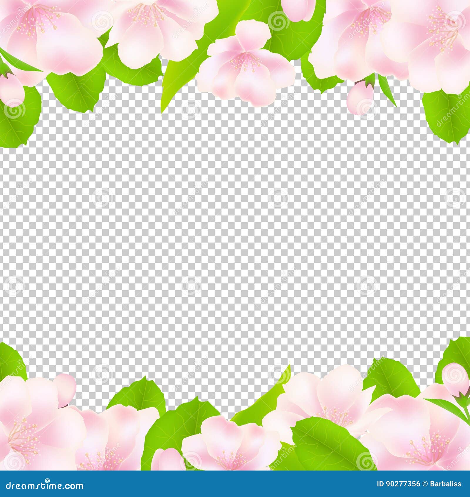 Apple Tree Flowers with Frame Stock Vector - Illustration of branch ...