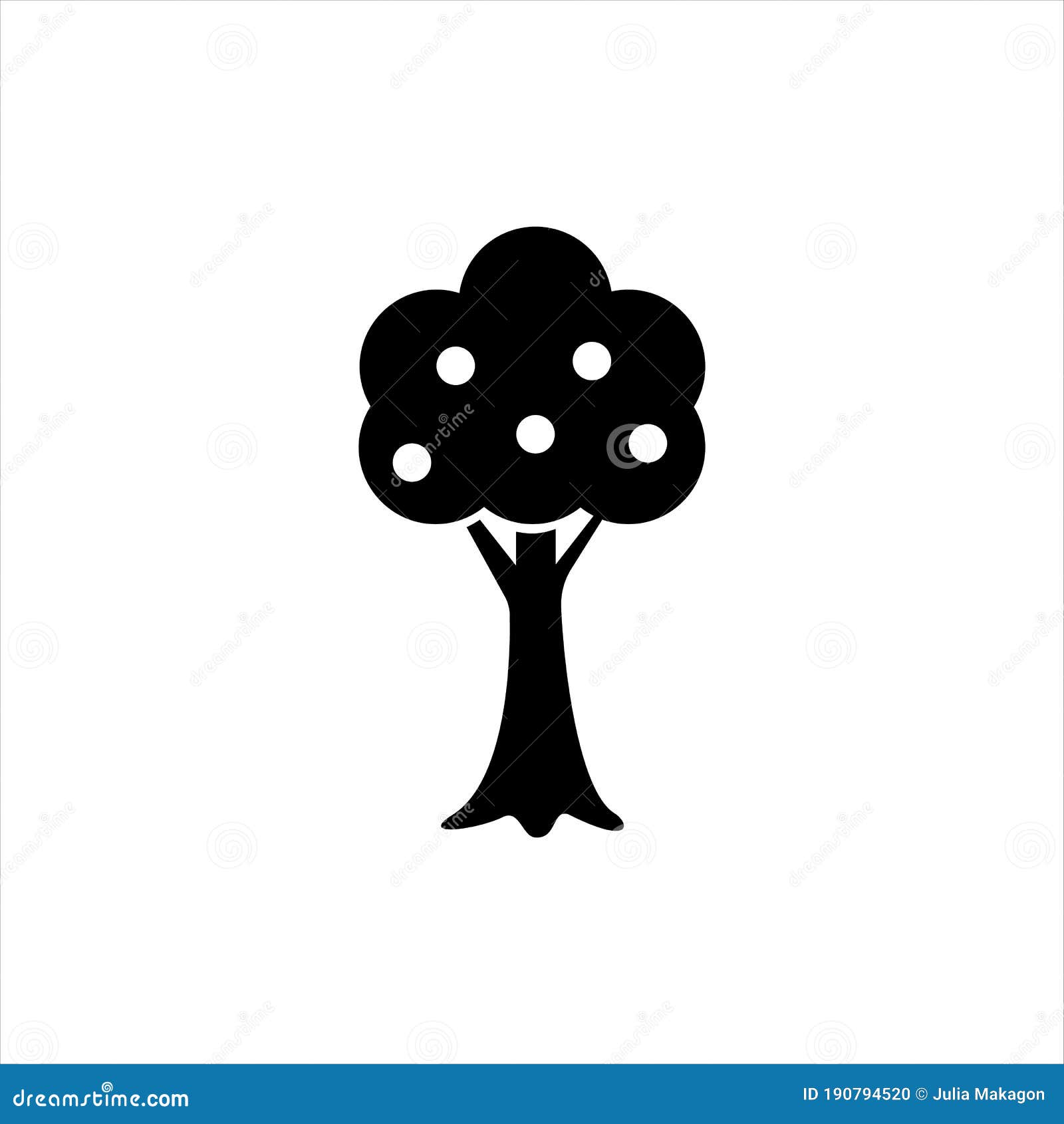 Apple Tree Glyph Icon. Solid Vector Black Icon. Logo Illustration ...