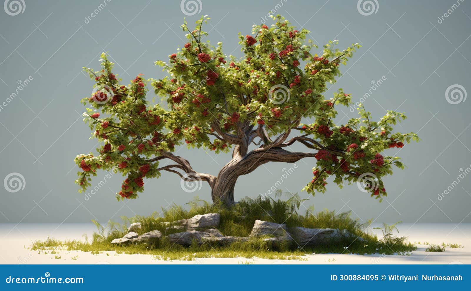 Apple Tree. Green Apple Tree Full of Red Apples. Generative Ai Stock ...