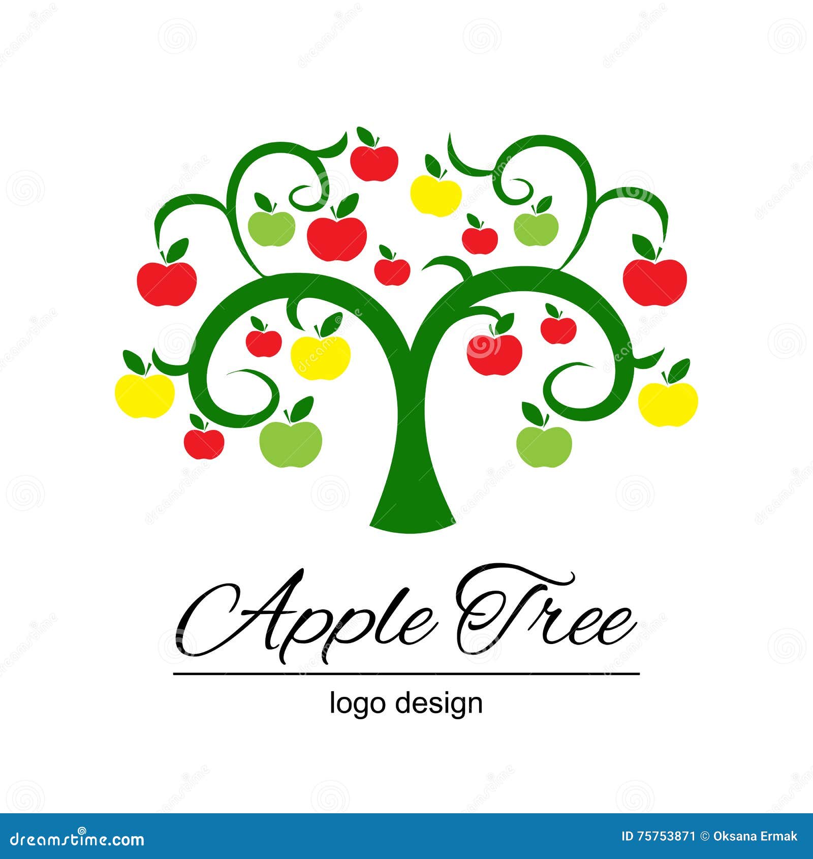 Apple tree stock vector. Illustration of branch, agriculture - 75753871