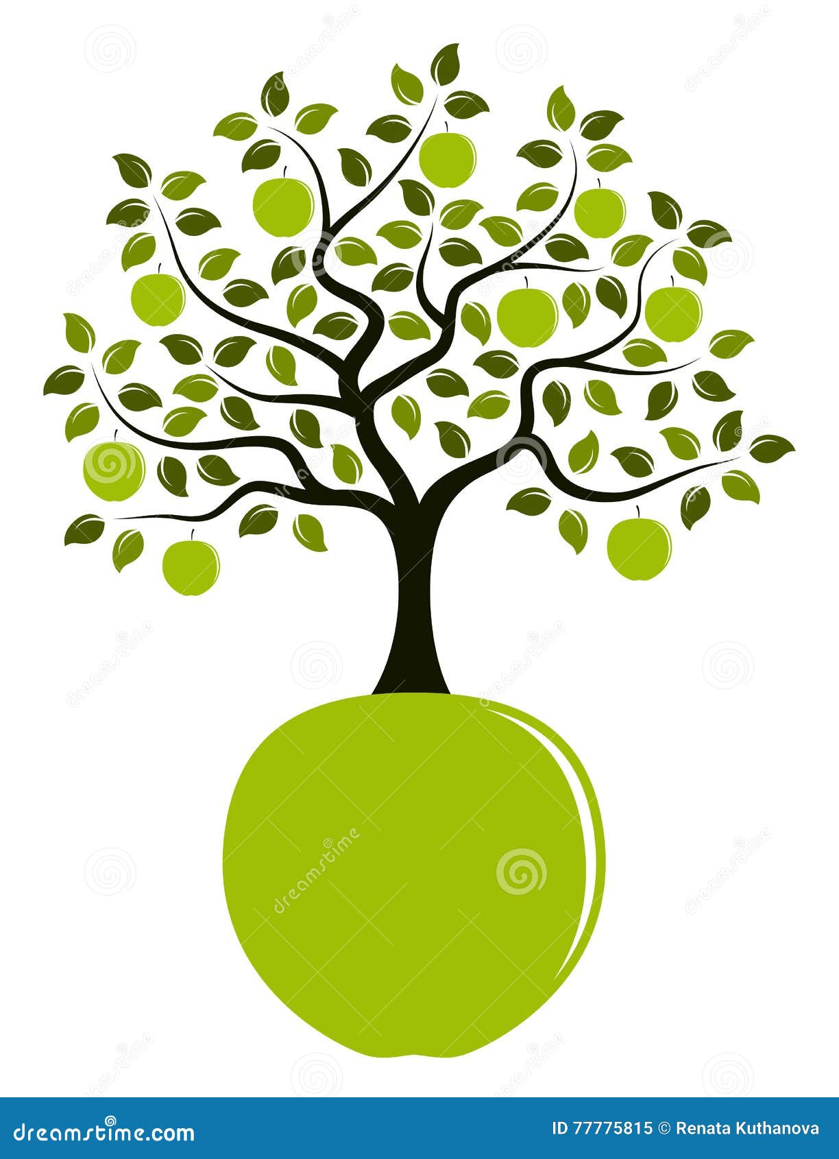 Apple Tree Growing from Apple Stock Vector - Illustration of icon ...