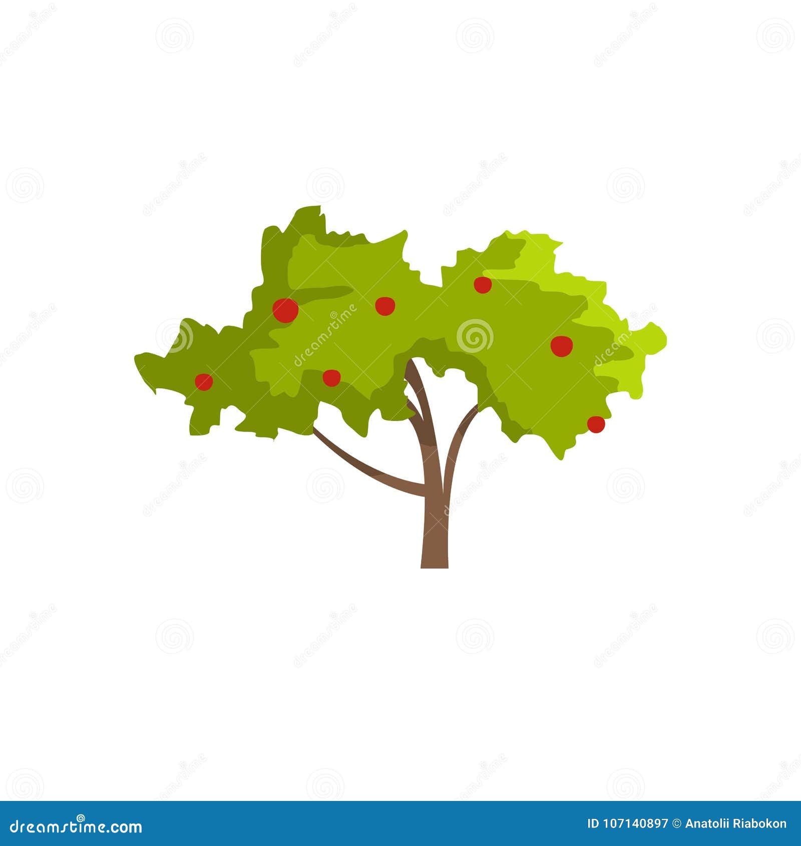Apple Tree Icon, Flat Style Stock Vector - Illustration of apple ...