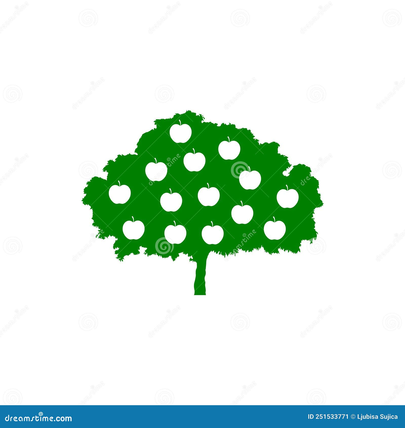 Apple Tree Icon Isolated on White Background Stock Vector ...