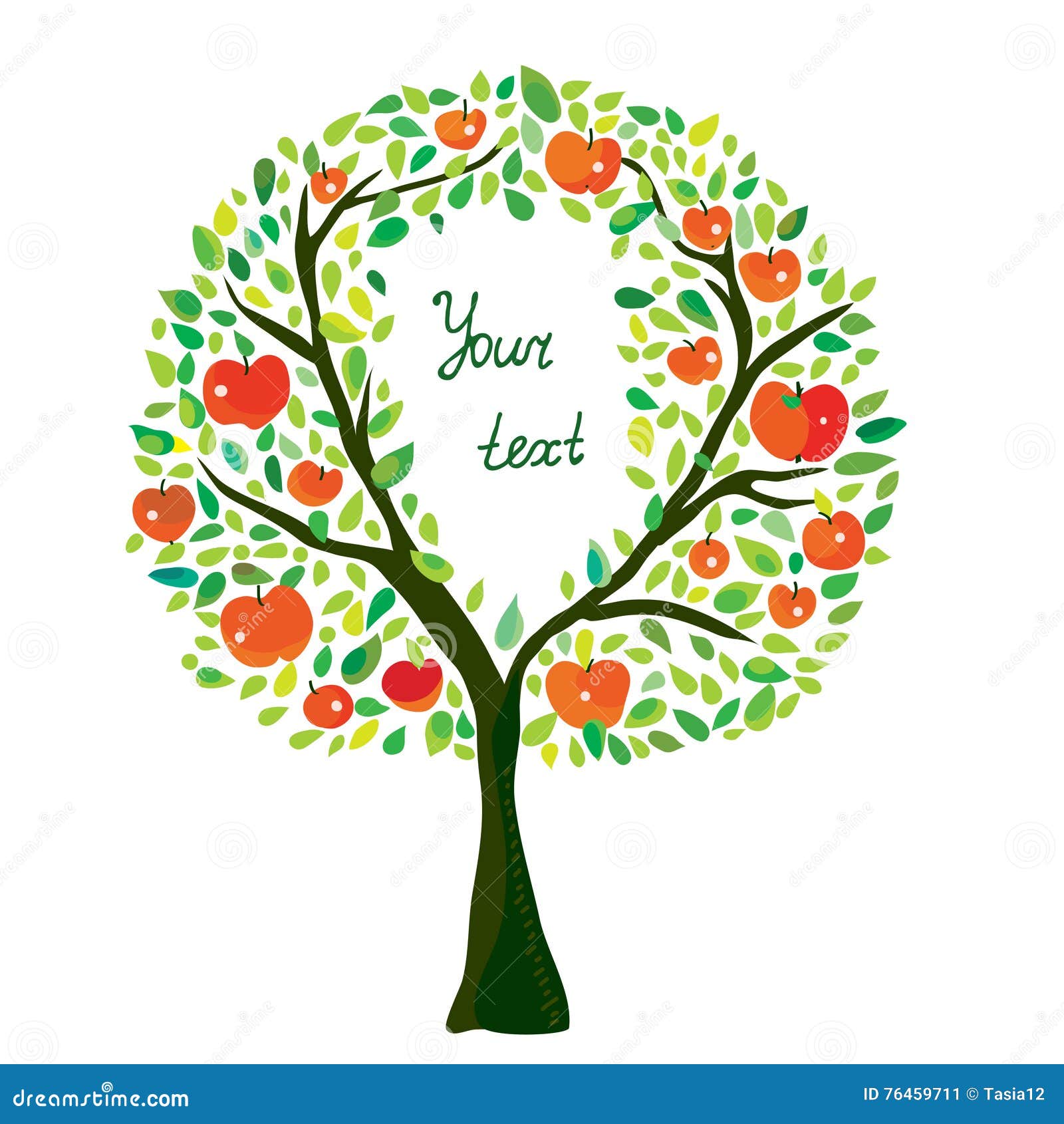 Apple Tree Illustration with Frame Stock Vector - Illustration of ...