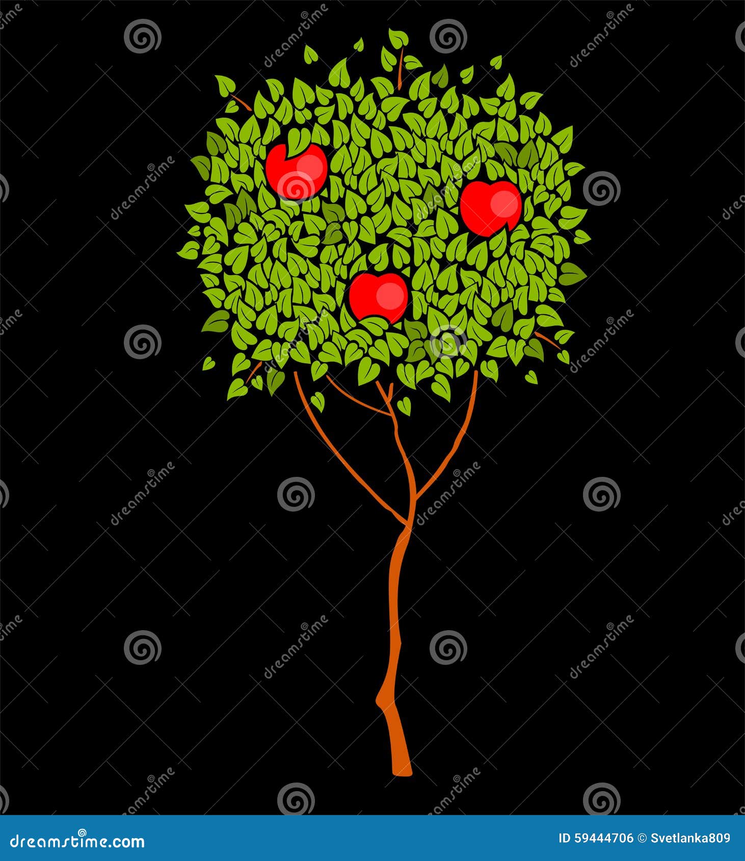 Apple tree stock vector. Illustration of backgrounds - 59444706