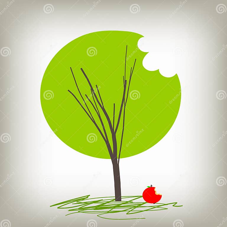 Apple tree, knowledge stock vector. Illustration of graphic - 16963722