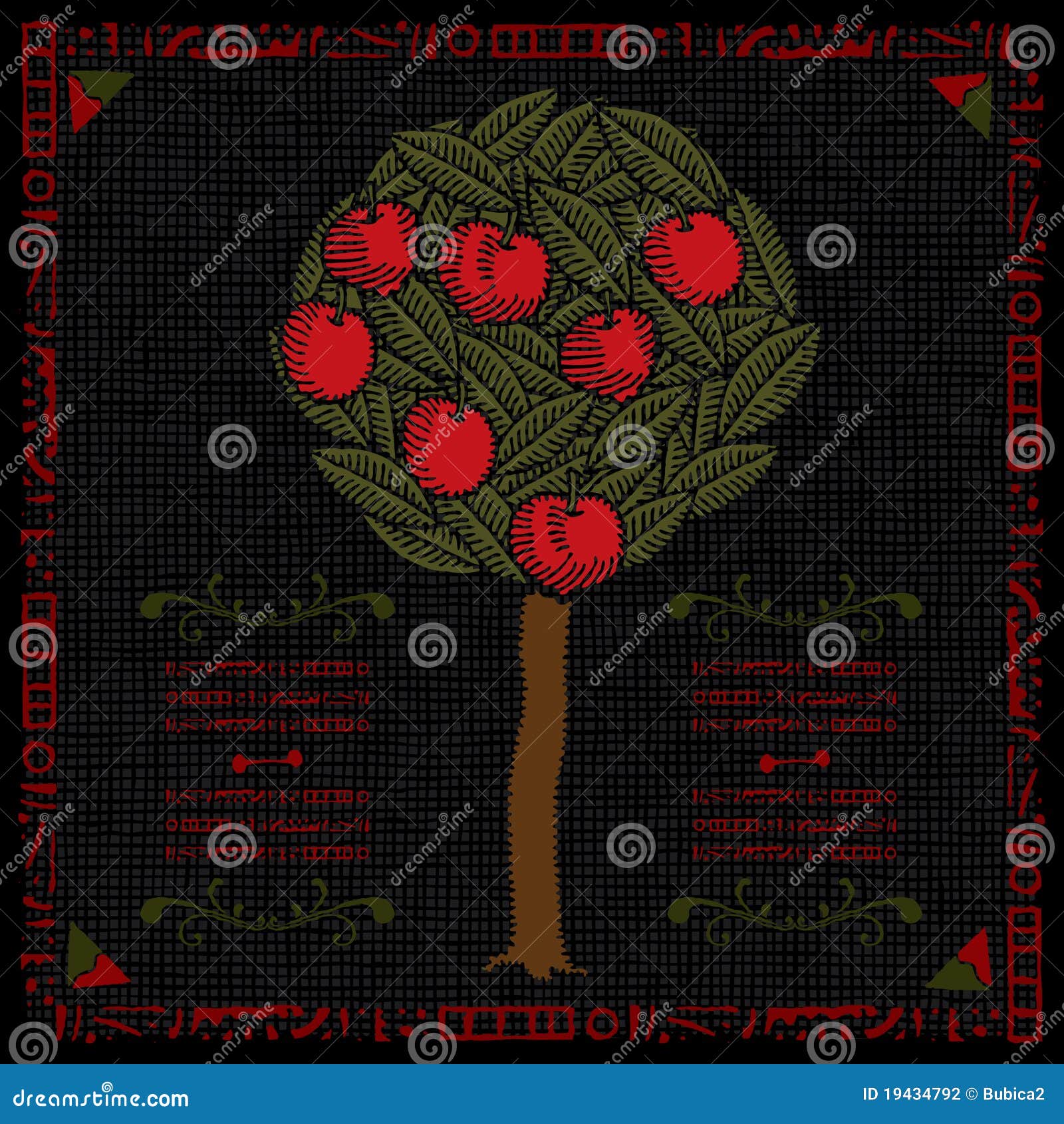 Apple tree label woodcut stock vector. Illustration of ecology - 19434792