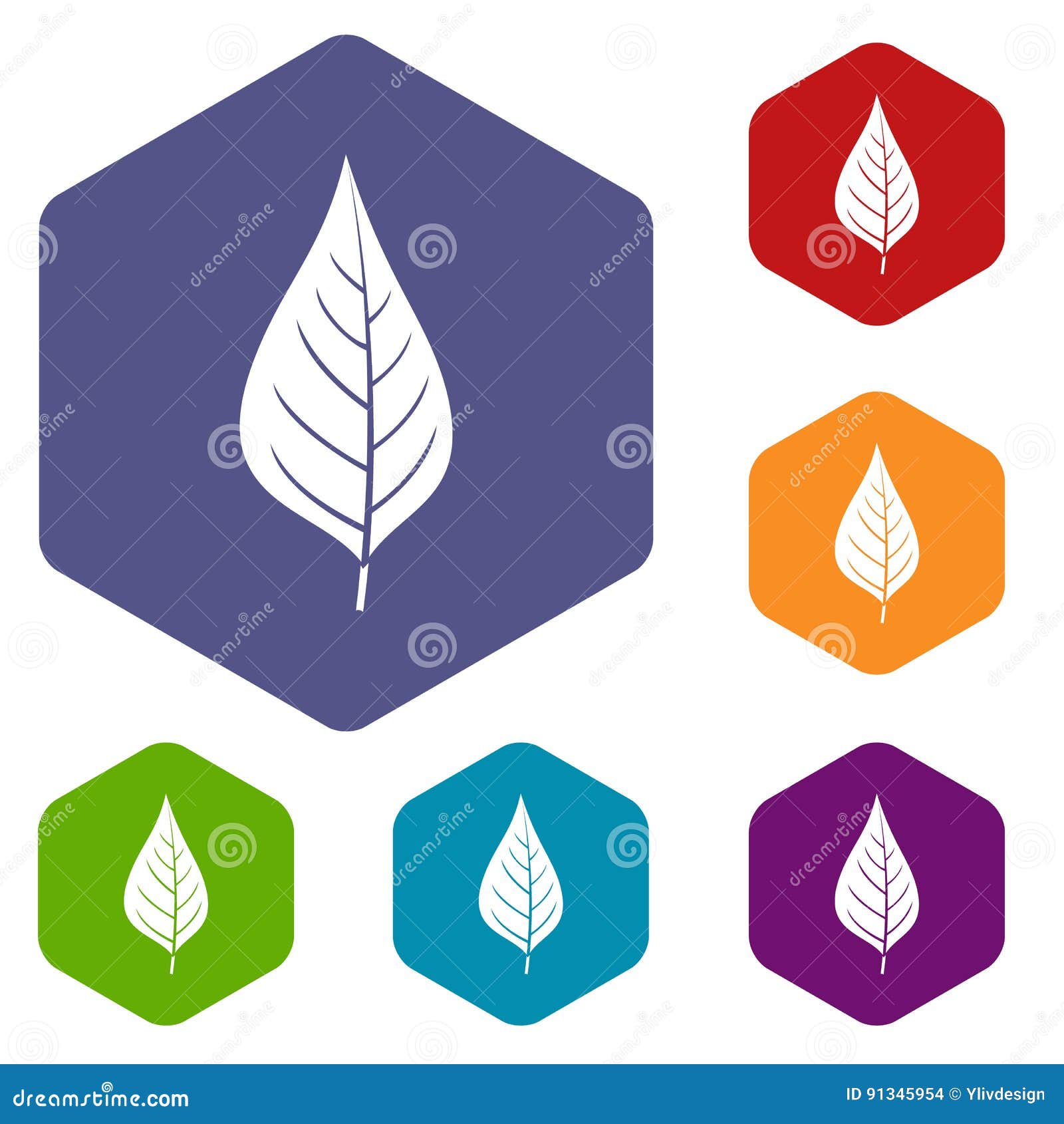 Apple Tree Leaf Icons Set Hexagon Stock Vector - Illustration of nature ...