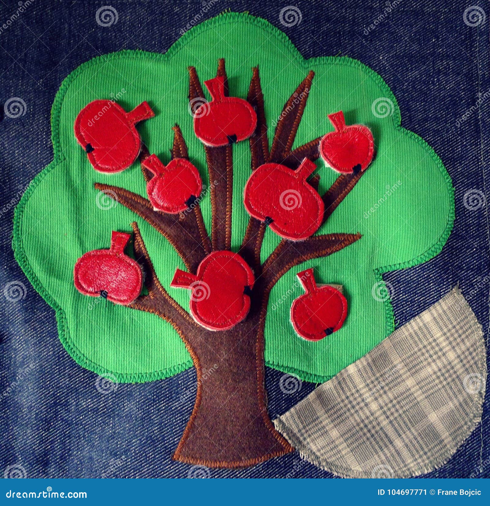 Decorative Apple Tree Made of Textile Stock Image - Image of seamless ...