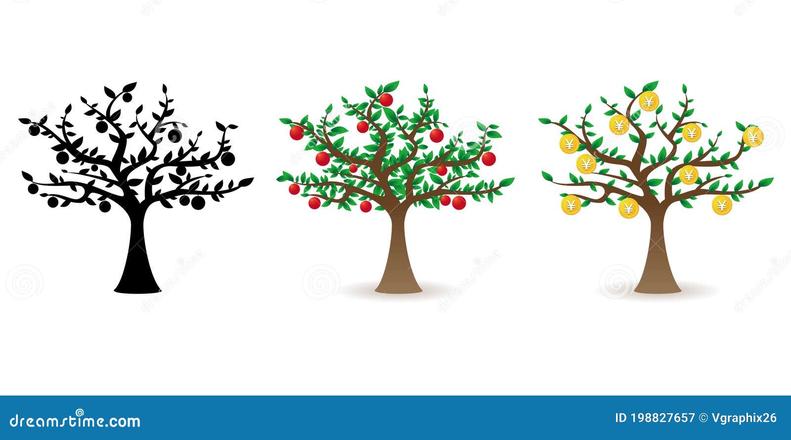 Apple Tree Money Tree, Image of Asset Harvest Vector Illustration Stock ...