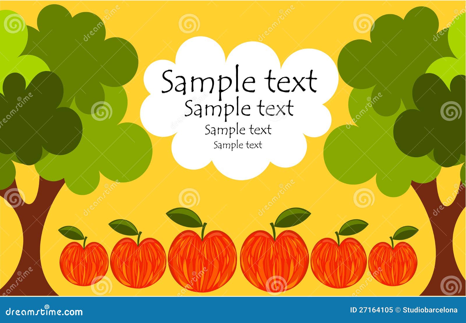 Apple Tree Orchard Cartoon Vector | CartoonDealer.com #27164105