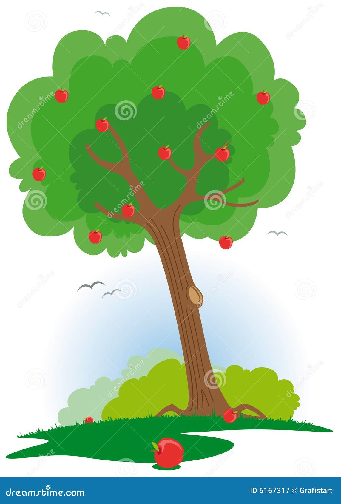 Apple tree with red apple stock vector. Illustration of vector - 6167317