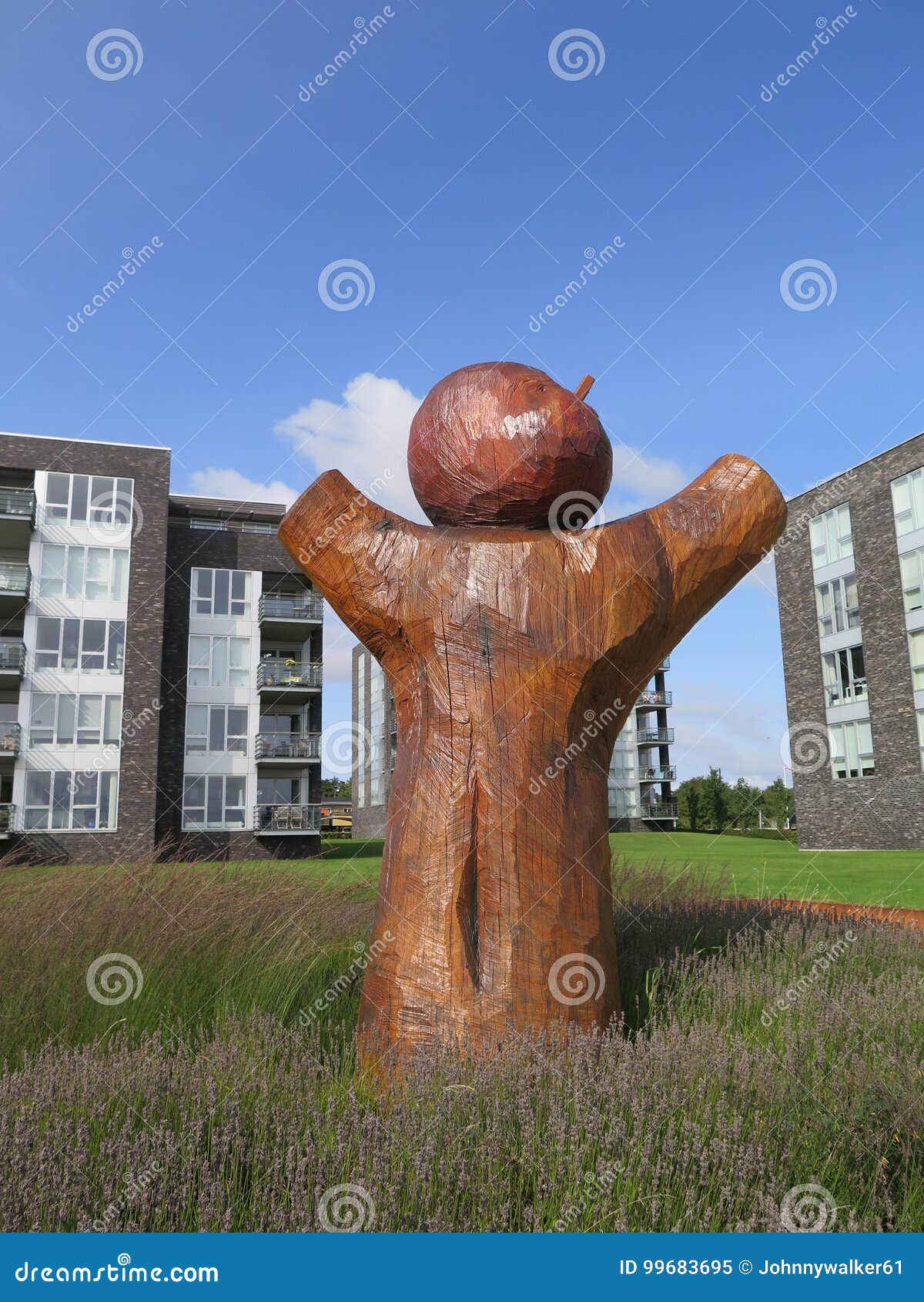 Apple Tree Sculpture from Old Oak Tree Stock Image - Image of carved ...