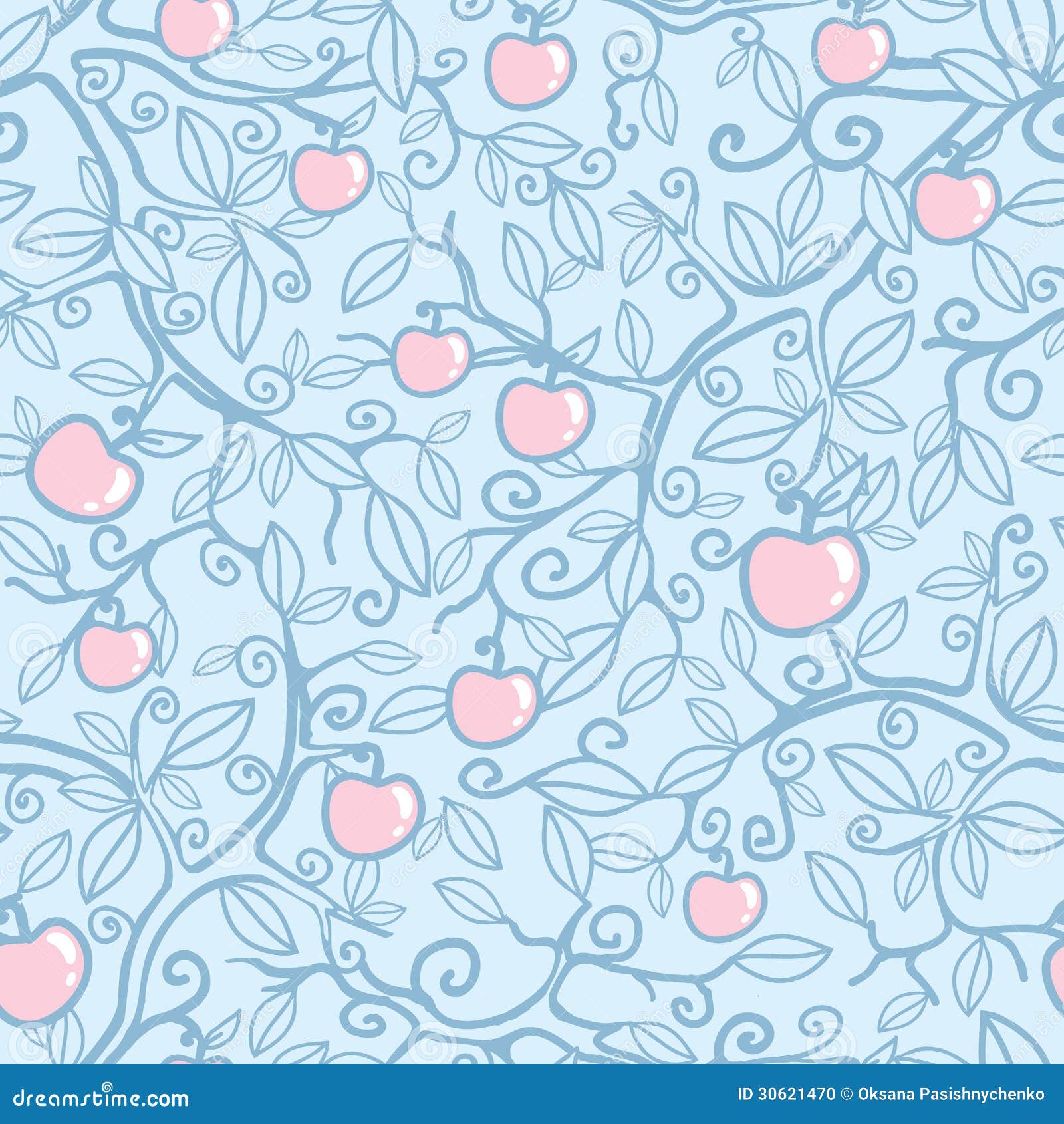 Apple Tree Seamless Pattern Background Stock Vector - Illustration of ...