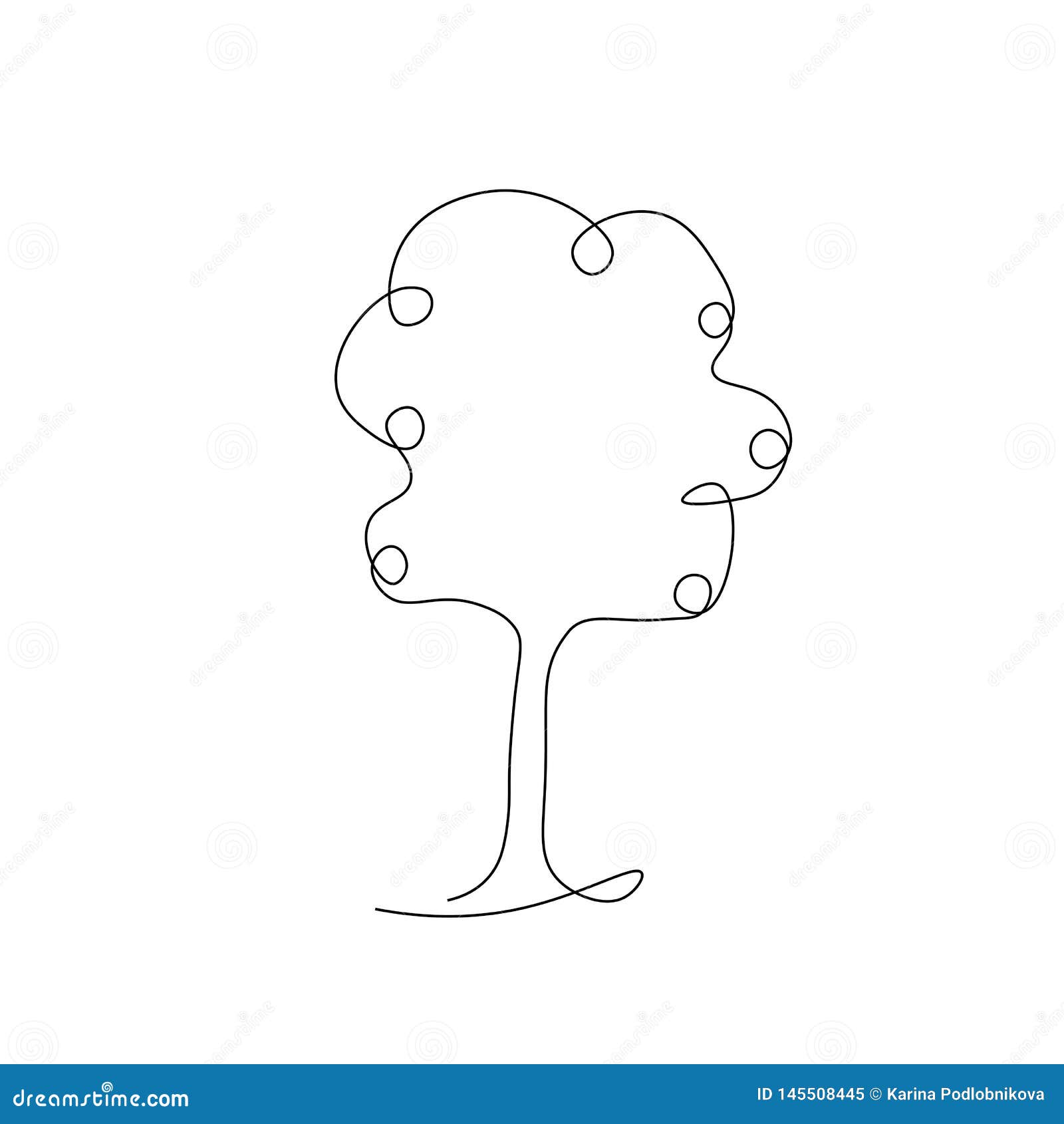 Apple Tree Silhouette One Line Drawing Vector Illustration Stock Vector ...