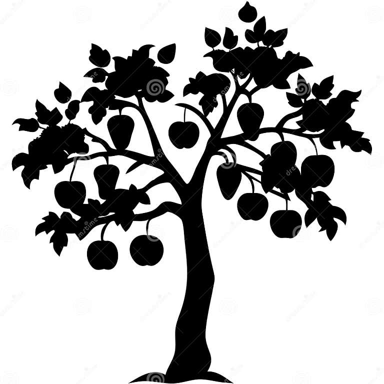 Apple Tree Silhouette Vector Illustration for Design and Craft Projects ...