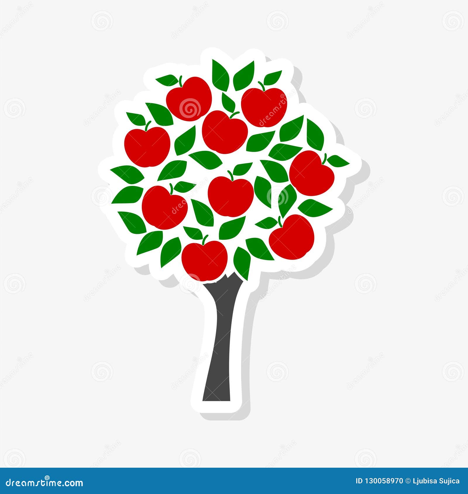 Apple tree sticker stock vector. Illustration of plant - 130058970