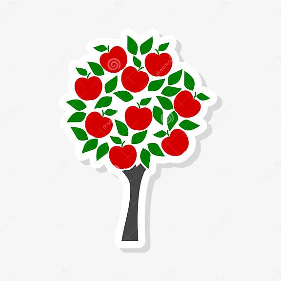 Apple tree sticker stock vector. Illustration of plant - 130058970