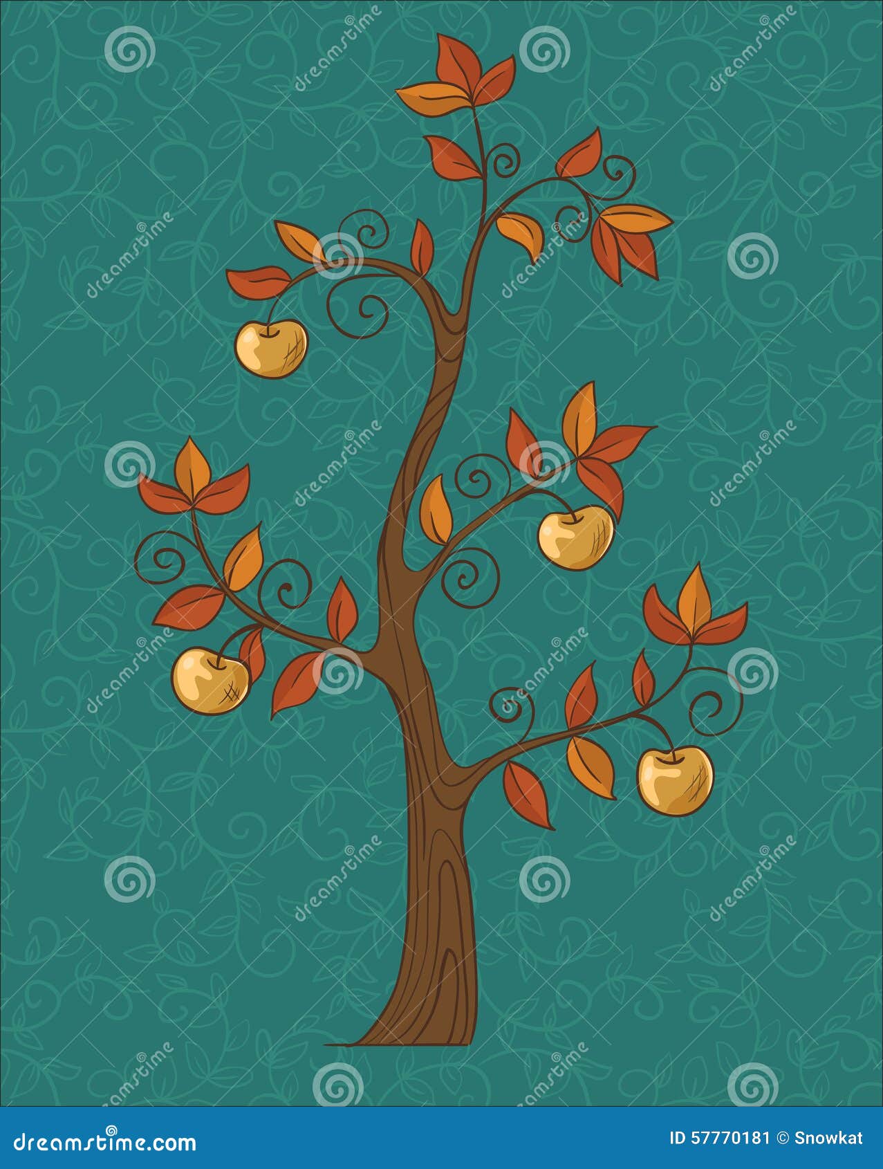 Apple tree. stock vector. Illustration of congratulation - 57770181