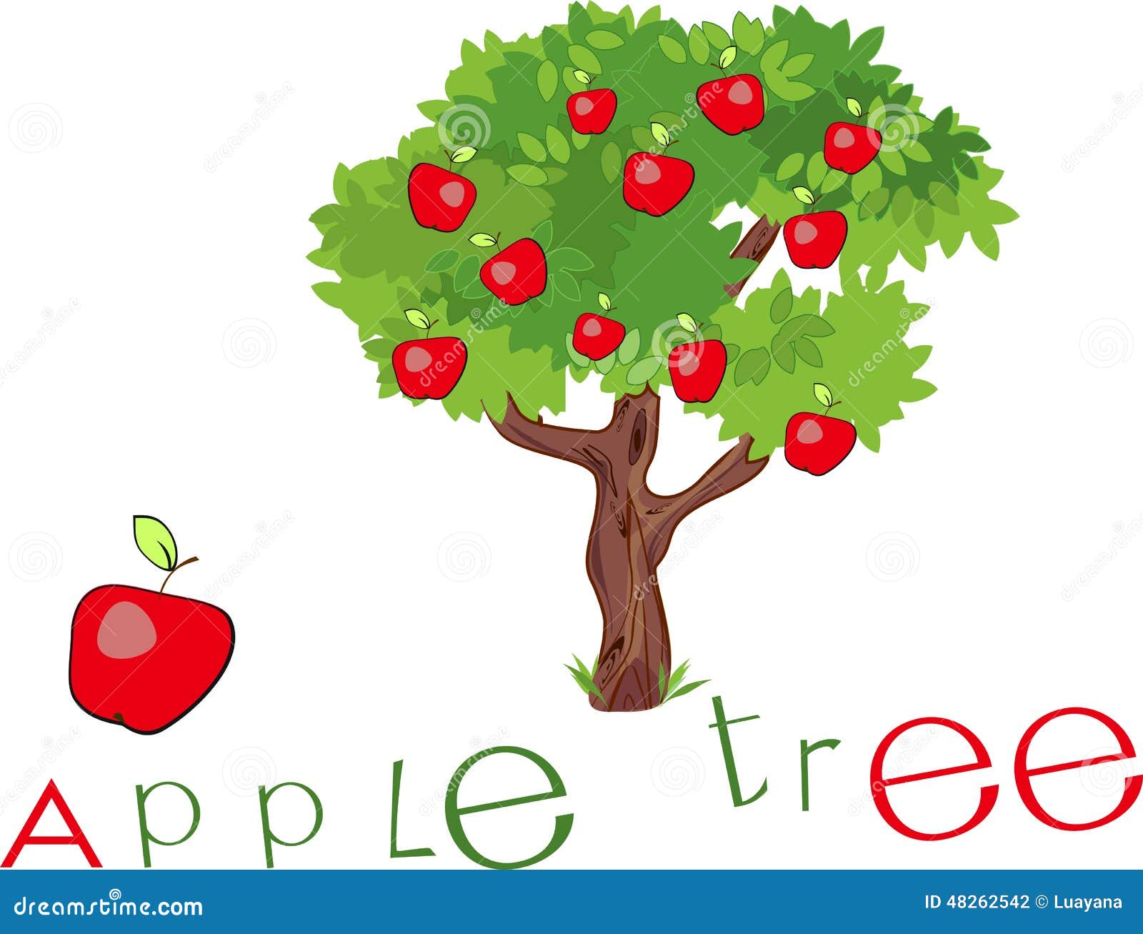 Apple tree with title stock vector. Illustration of cartoon - 48262542