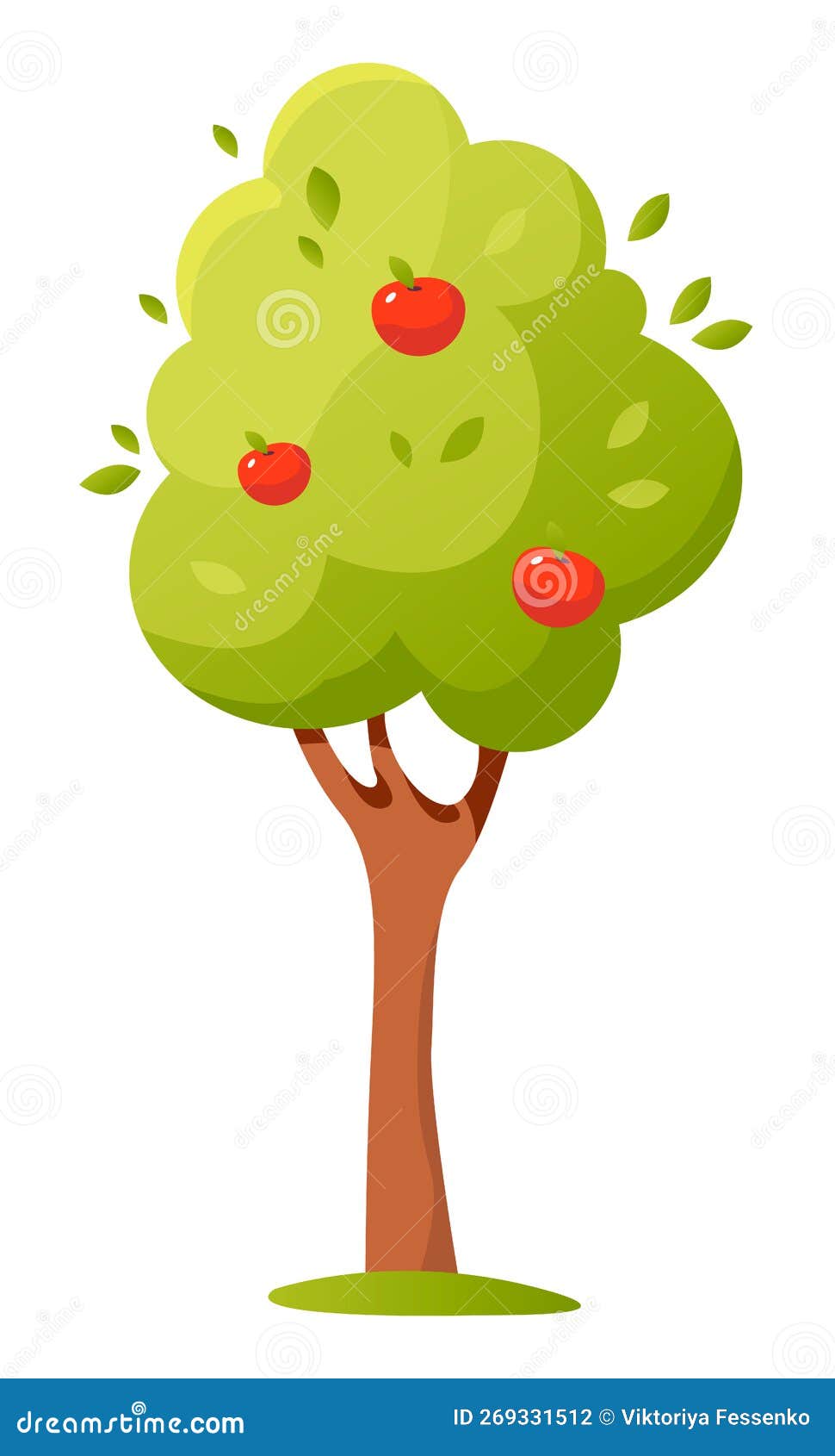 Apple Tree. Cute Vector Illustration of a Fruit Tree. Stock Vector ...