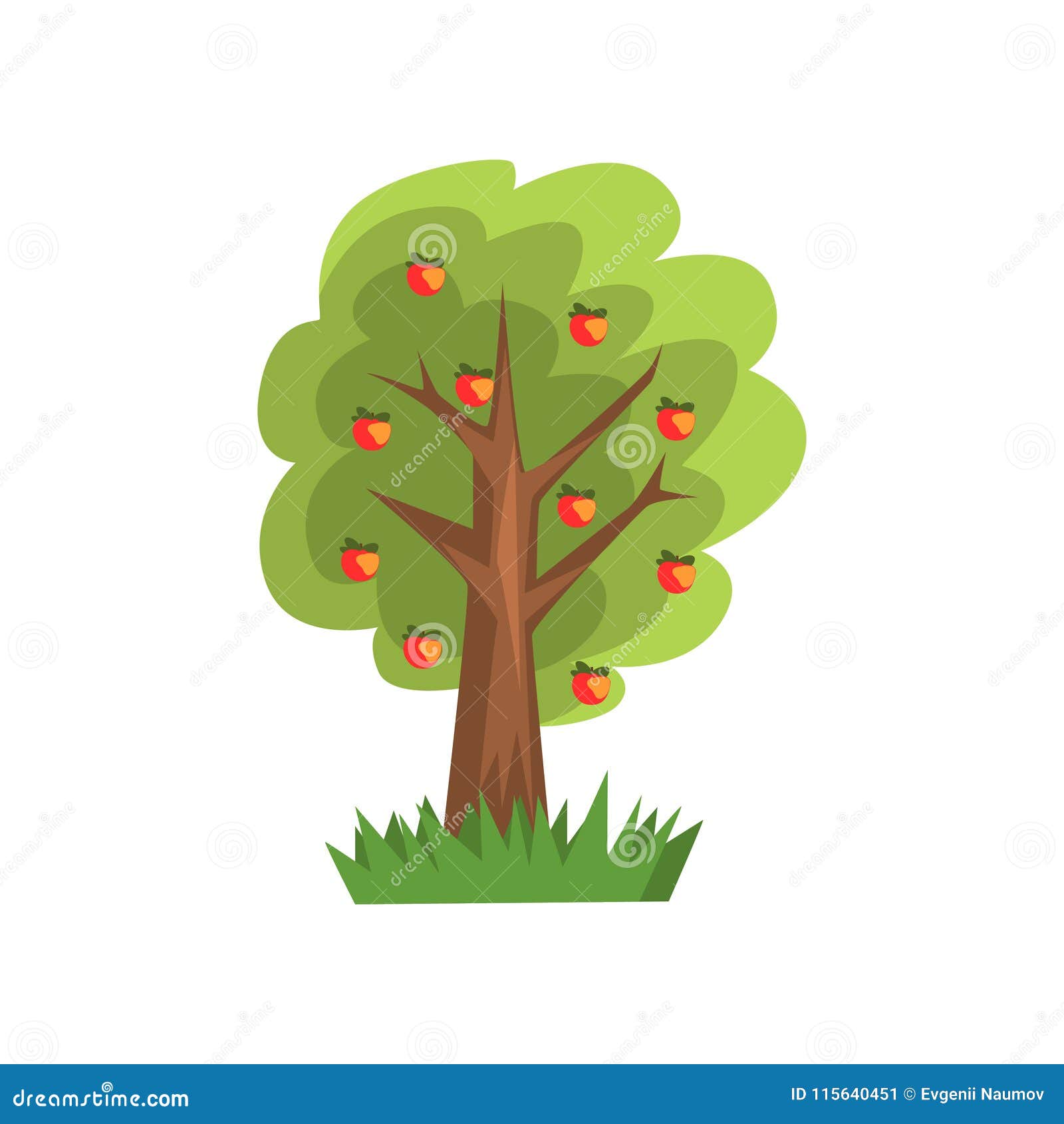 Apple Tree Vector Illustration on a White Background Stock Vector ...