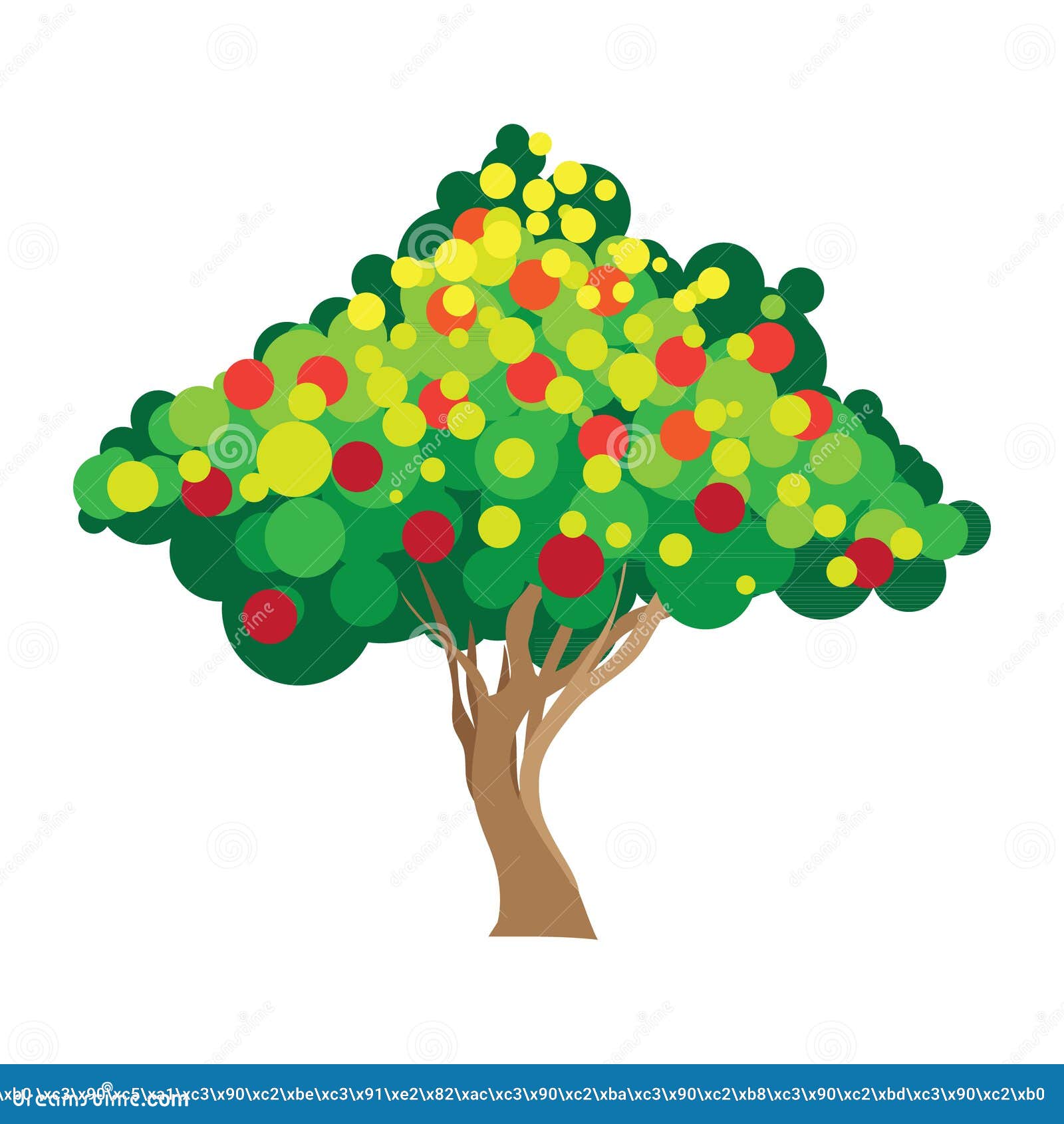 Apple Tree. Vector Illustration on White Stock Vector - Illustration of ...