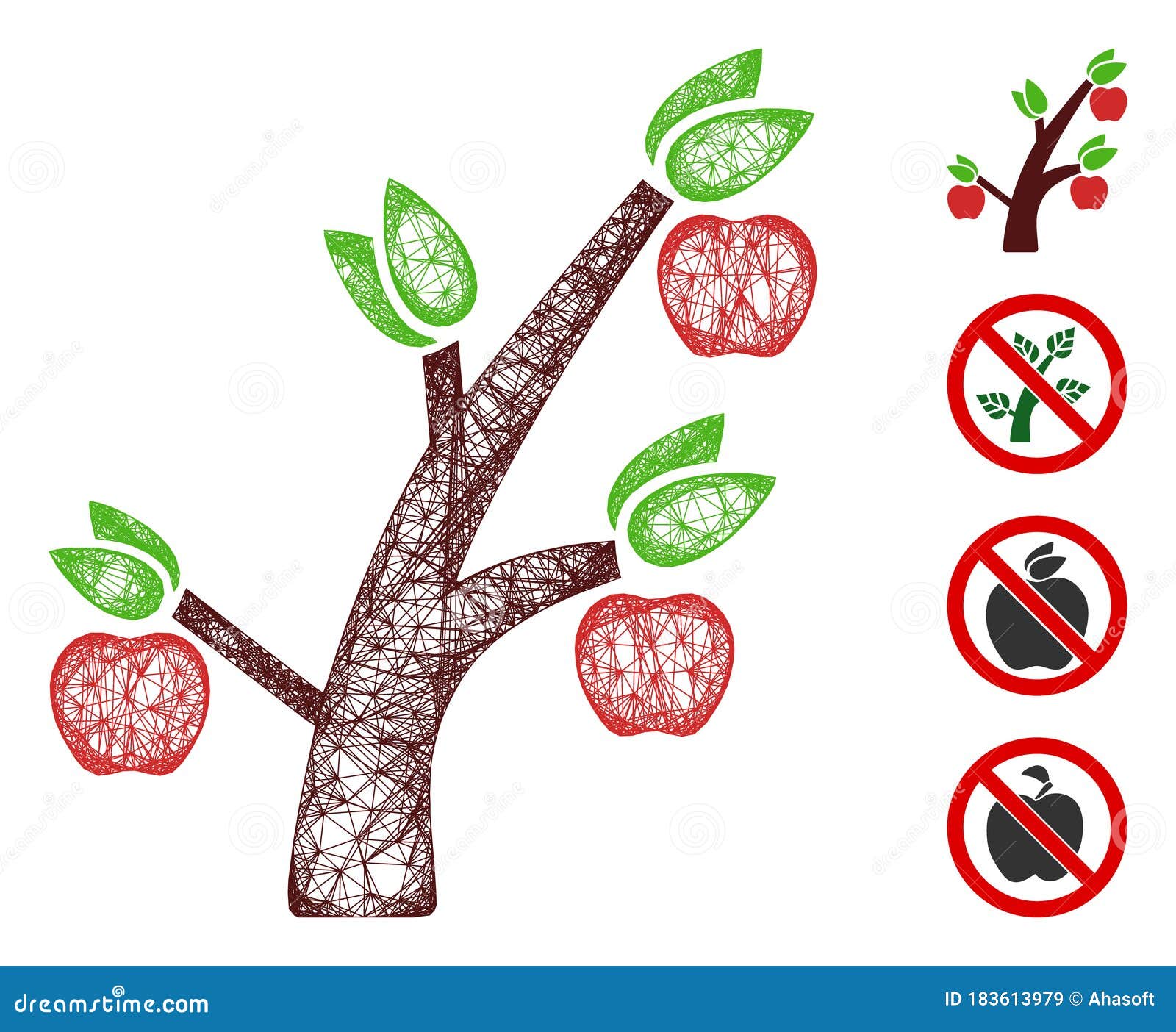 Apple Tree Web Vector Mesh Illustration Stock Illustration ...