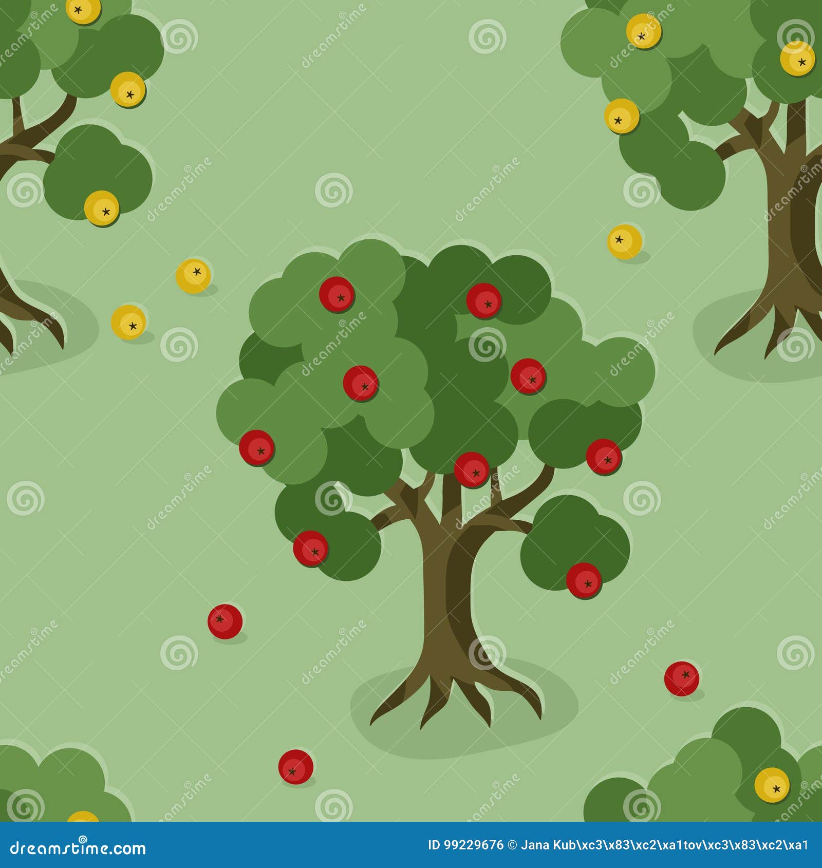 Apple trees background stock vector. Illustration of trunk - 99229676