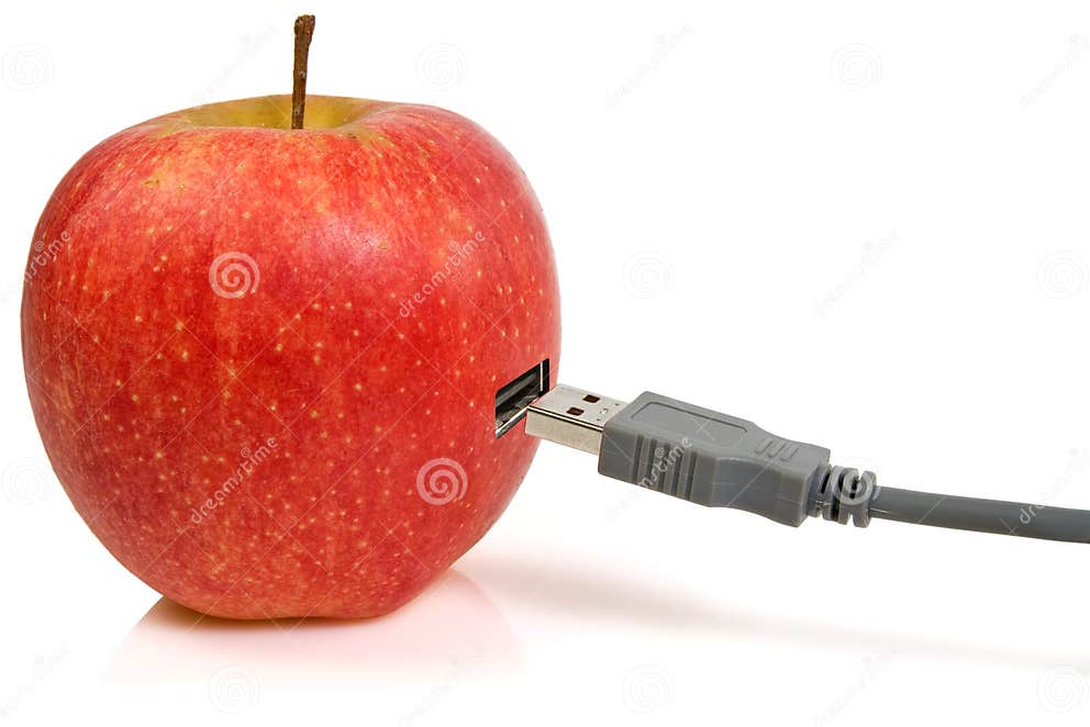 Apple and USB plug stock photo. Image of connection, metaphor - 22047538
