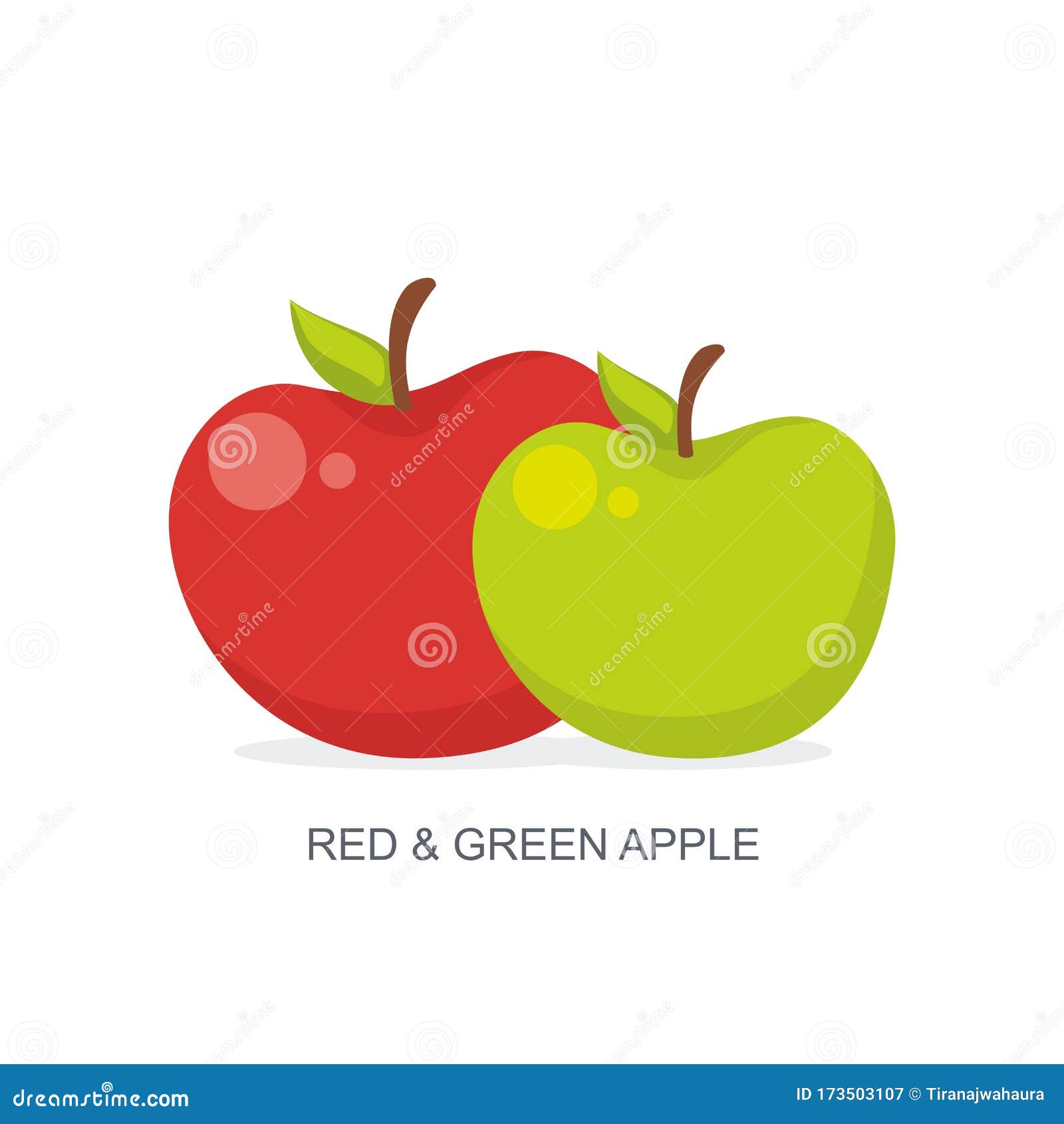 Apple Vector Illustration With Flat Design, Isolated On White ...