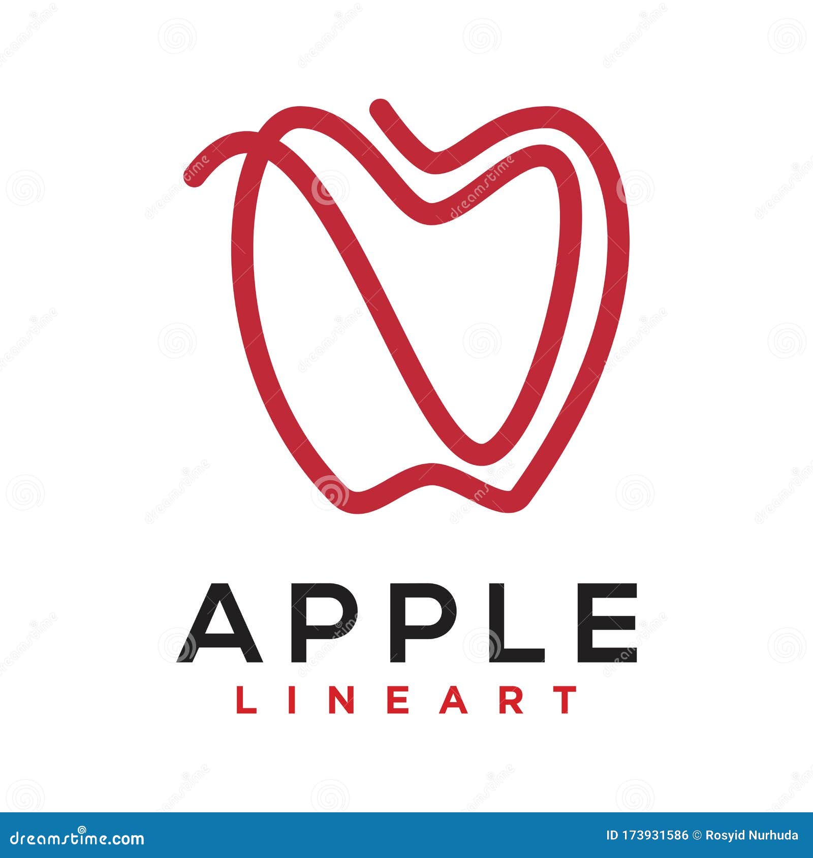 Apple Vector Logo with Line Art Stock Vector - Illustration of dessert ...