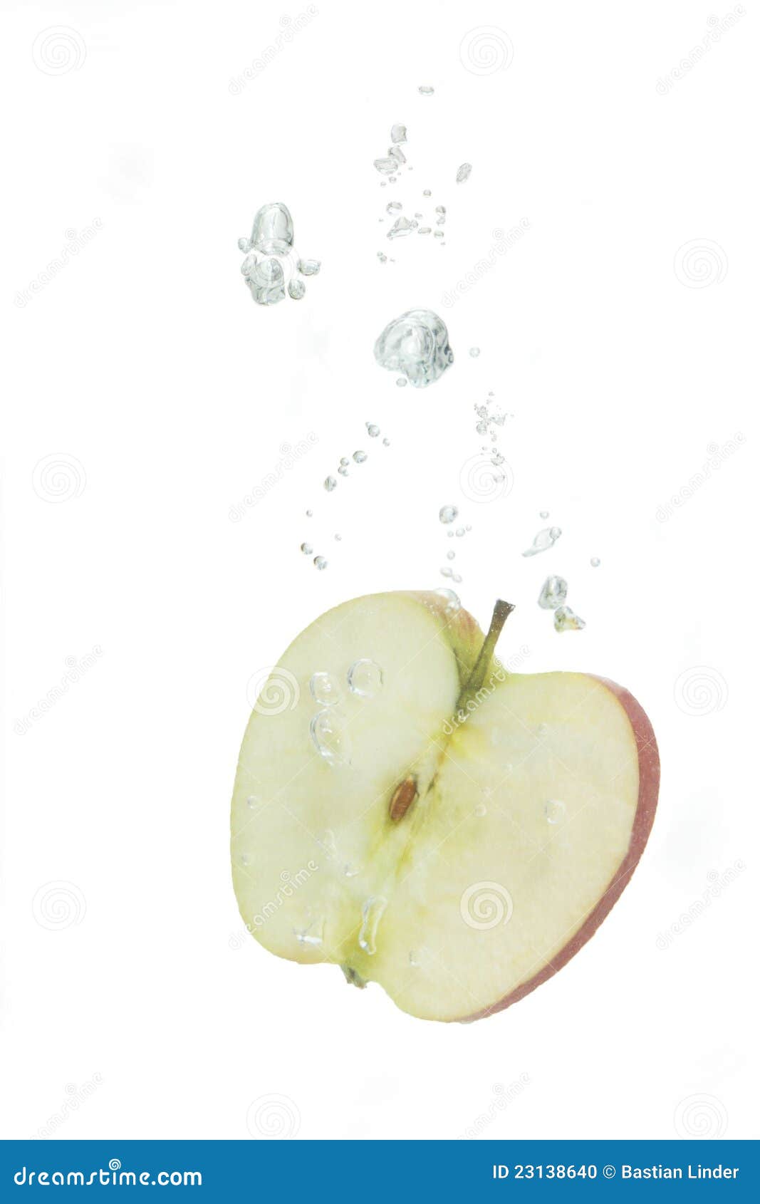Apple in Water with Air Bubbles Stock Photo - Image of water ...