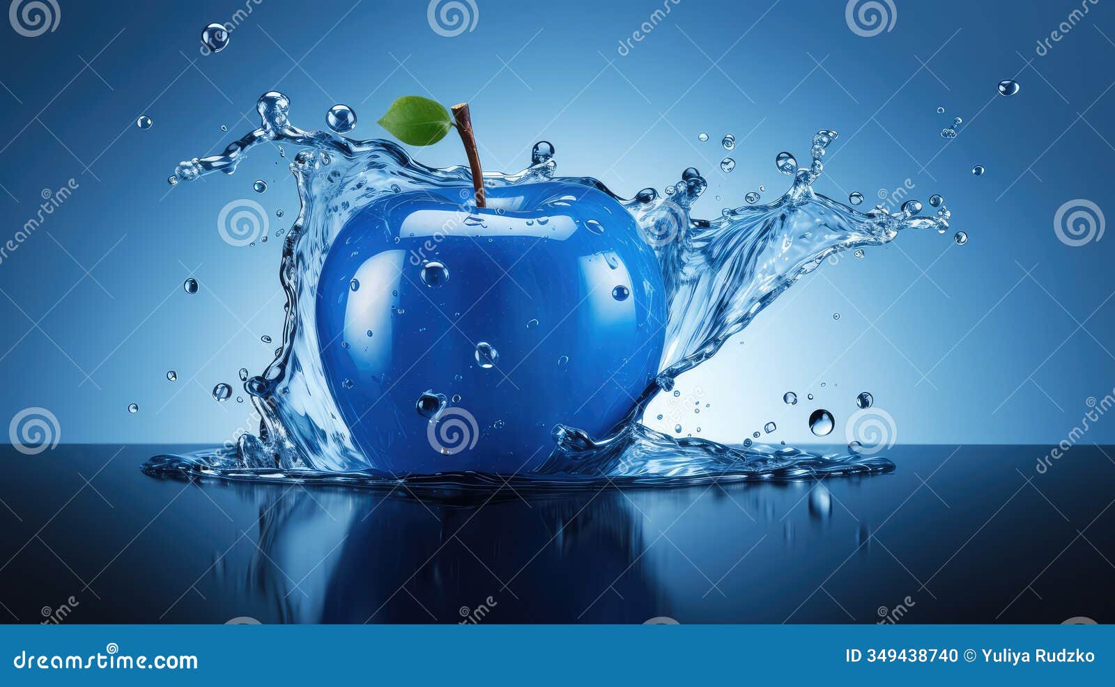 An apple in a water splash stock photo. Image of apple - 349438740