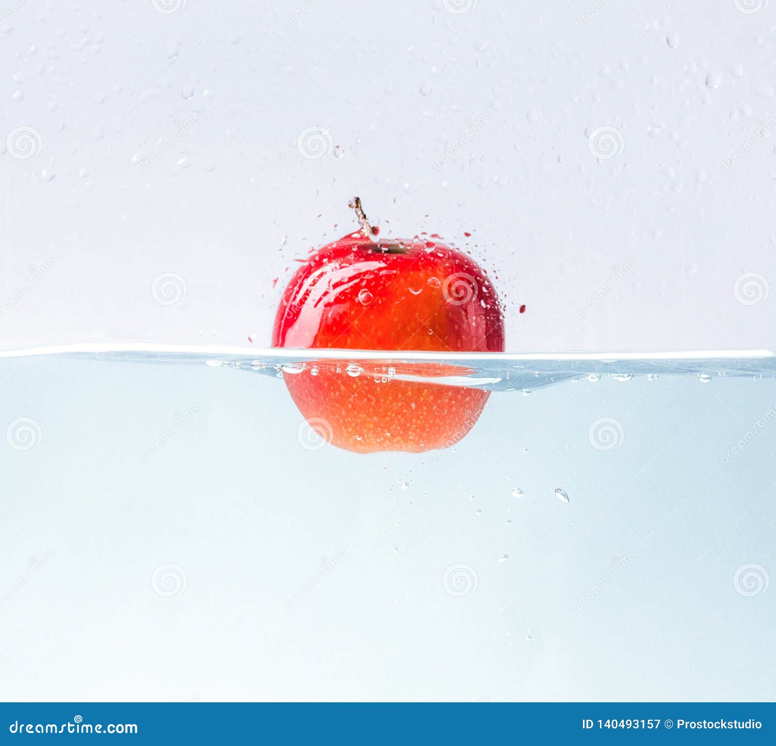 Apple with Water Splash on Blue Background Stock Image - Image of apple ...