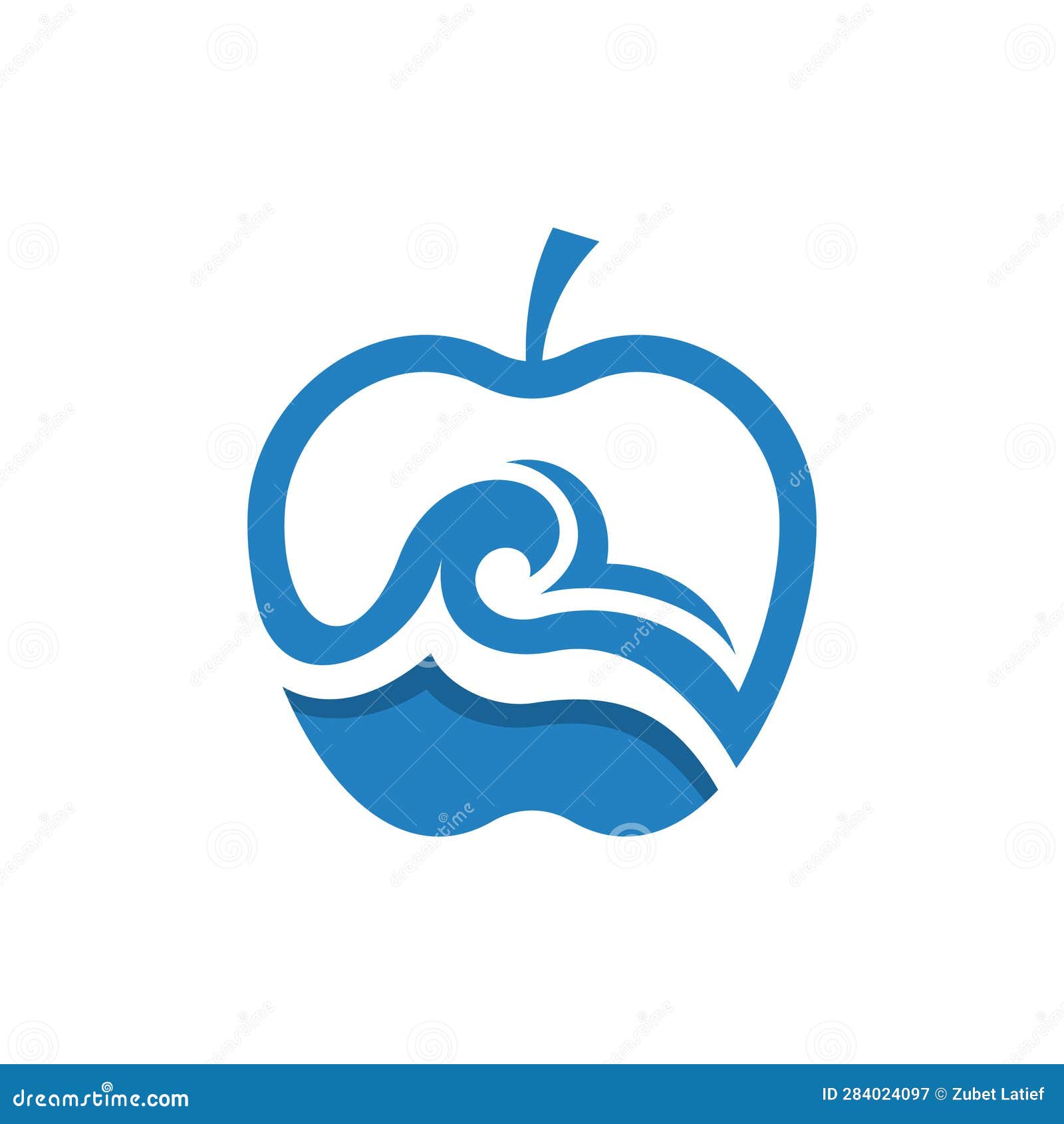 Apple Wave Water Logo Design, Logotype Element for Template Stock ...